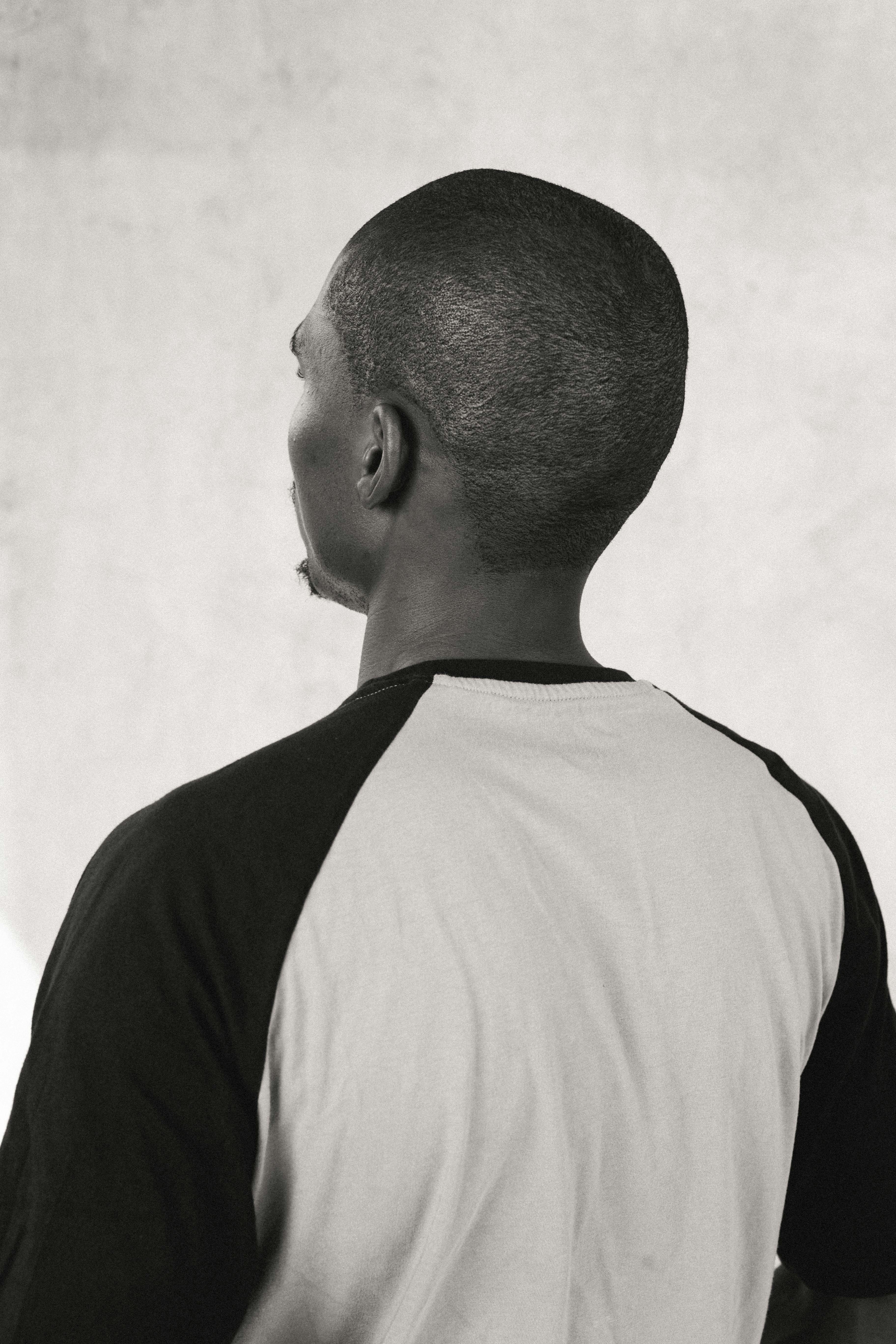 Back of the Head: Black-and-White Study in Light and Texture