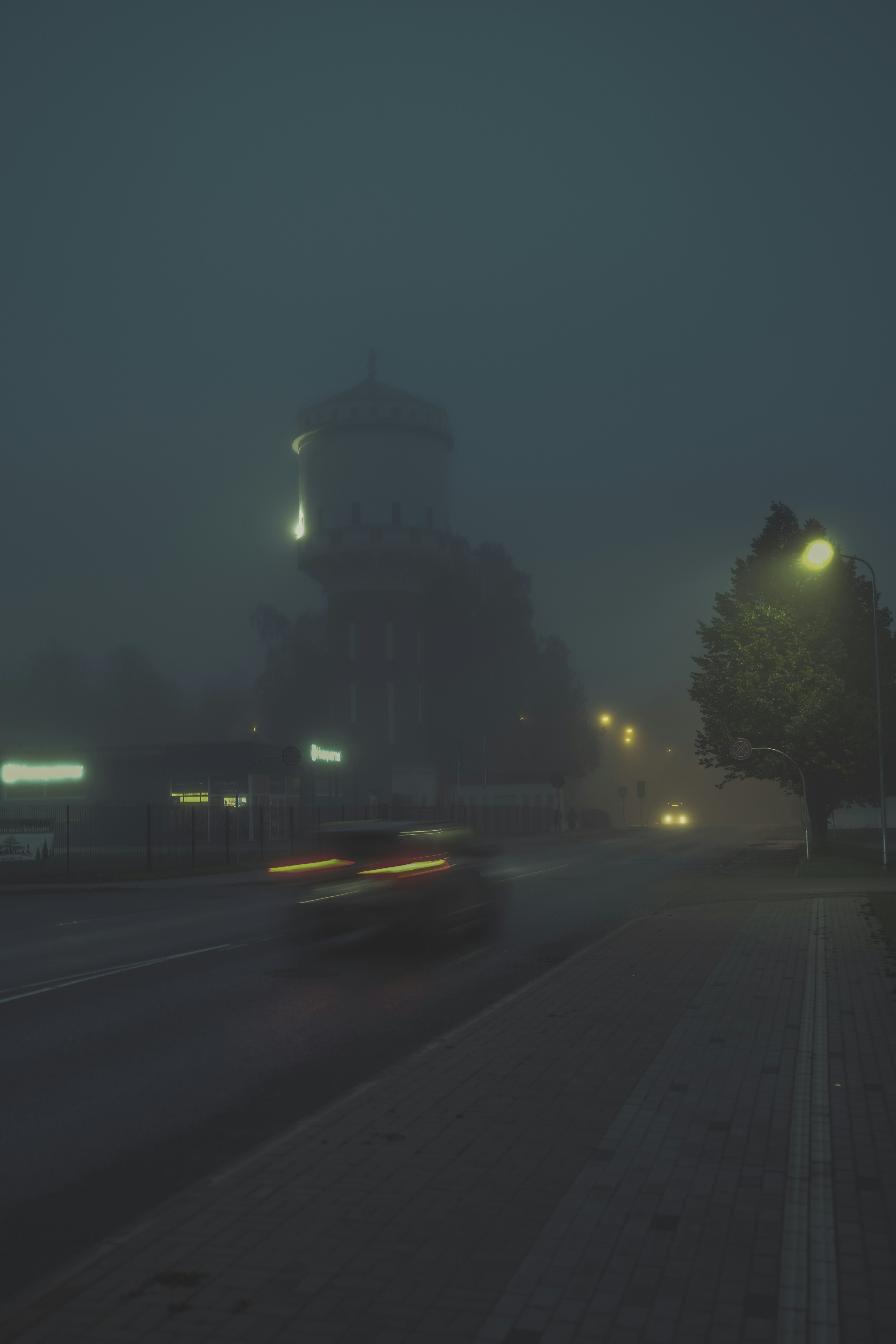 Night Fog Over the Watertower Street