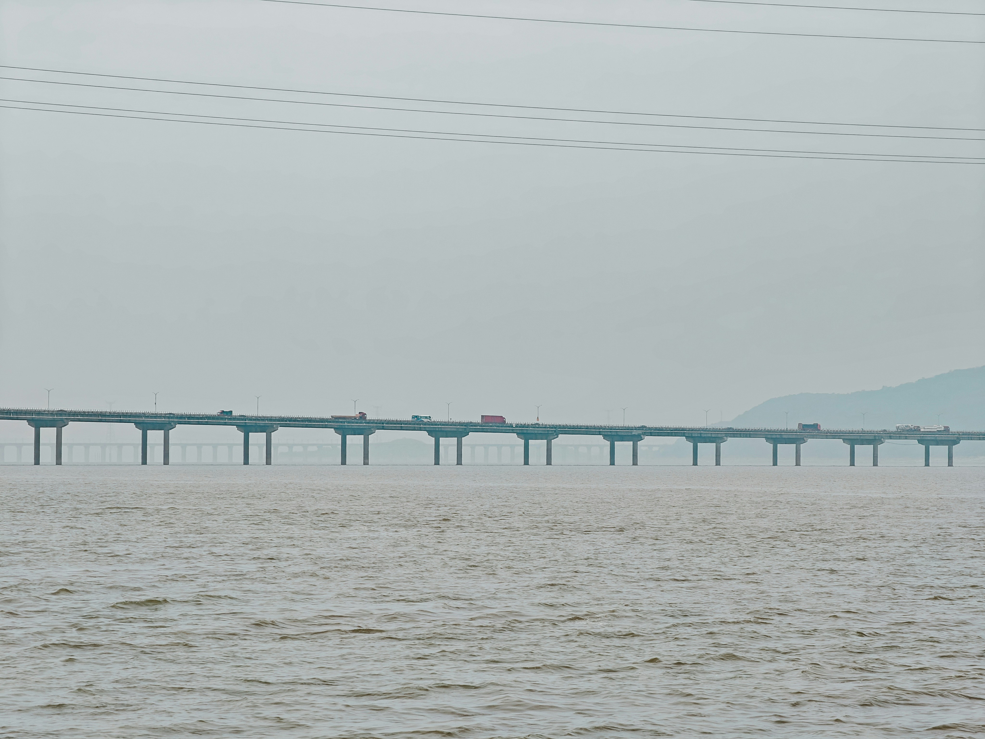 Long Stretch of Silent Highway-Bridge over Distant Water