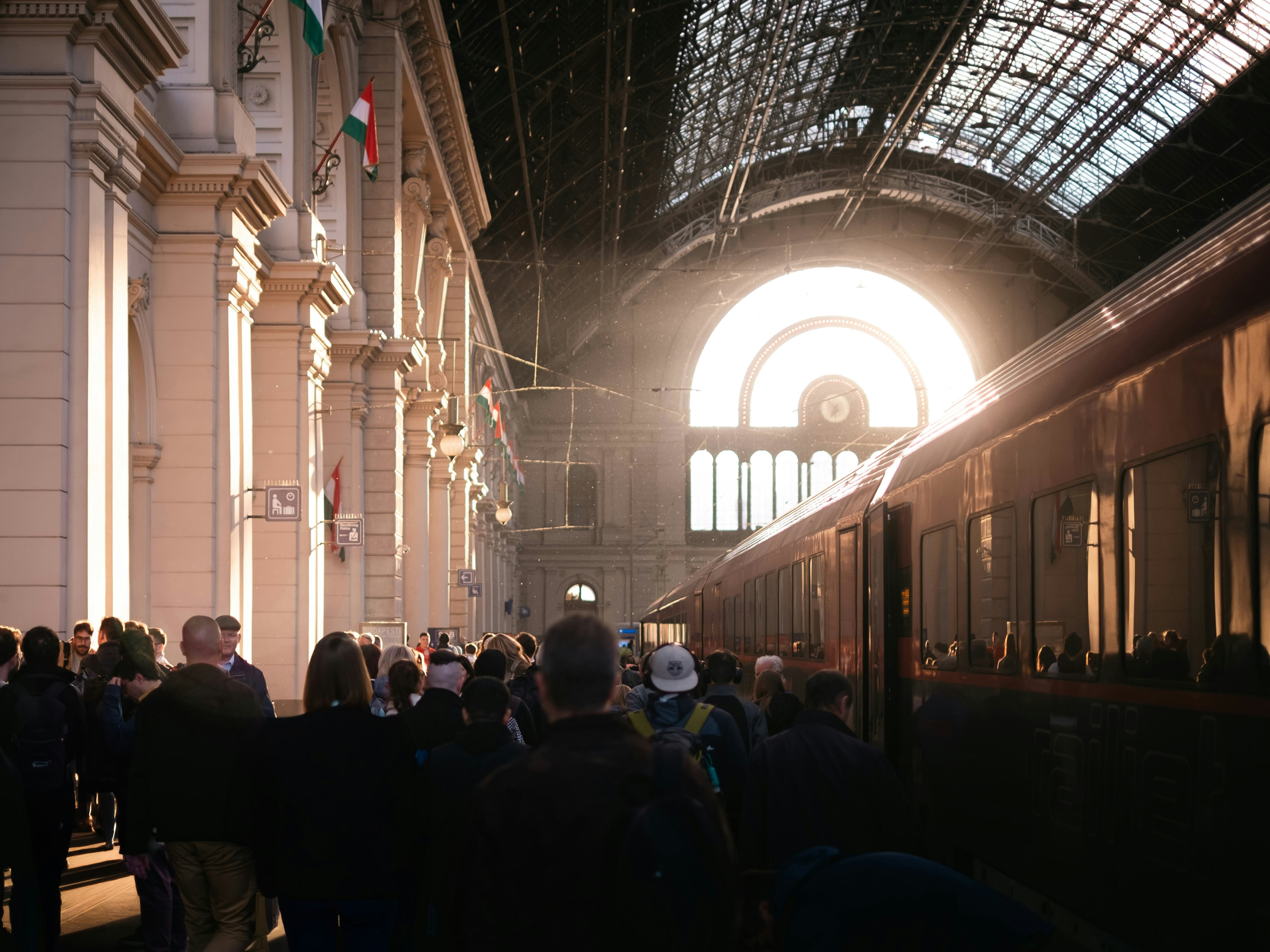 Sunlit Convergence at a Historic Rail Station