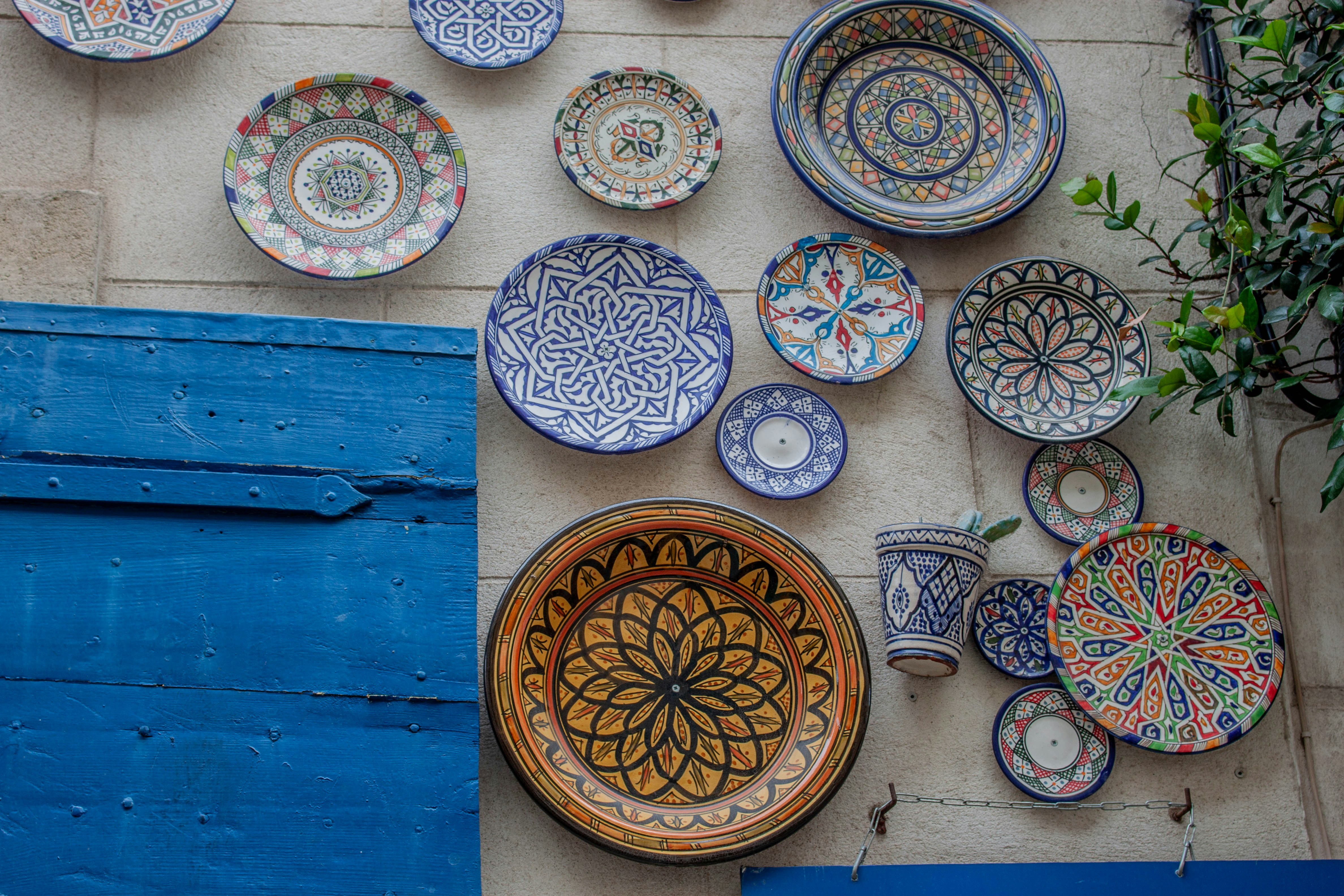 Colorful Ceramic Mosaic on a Sunlit Wall