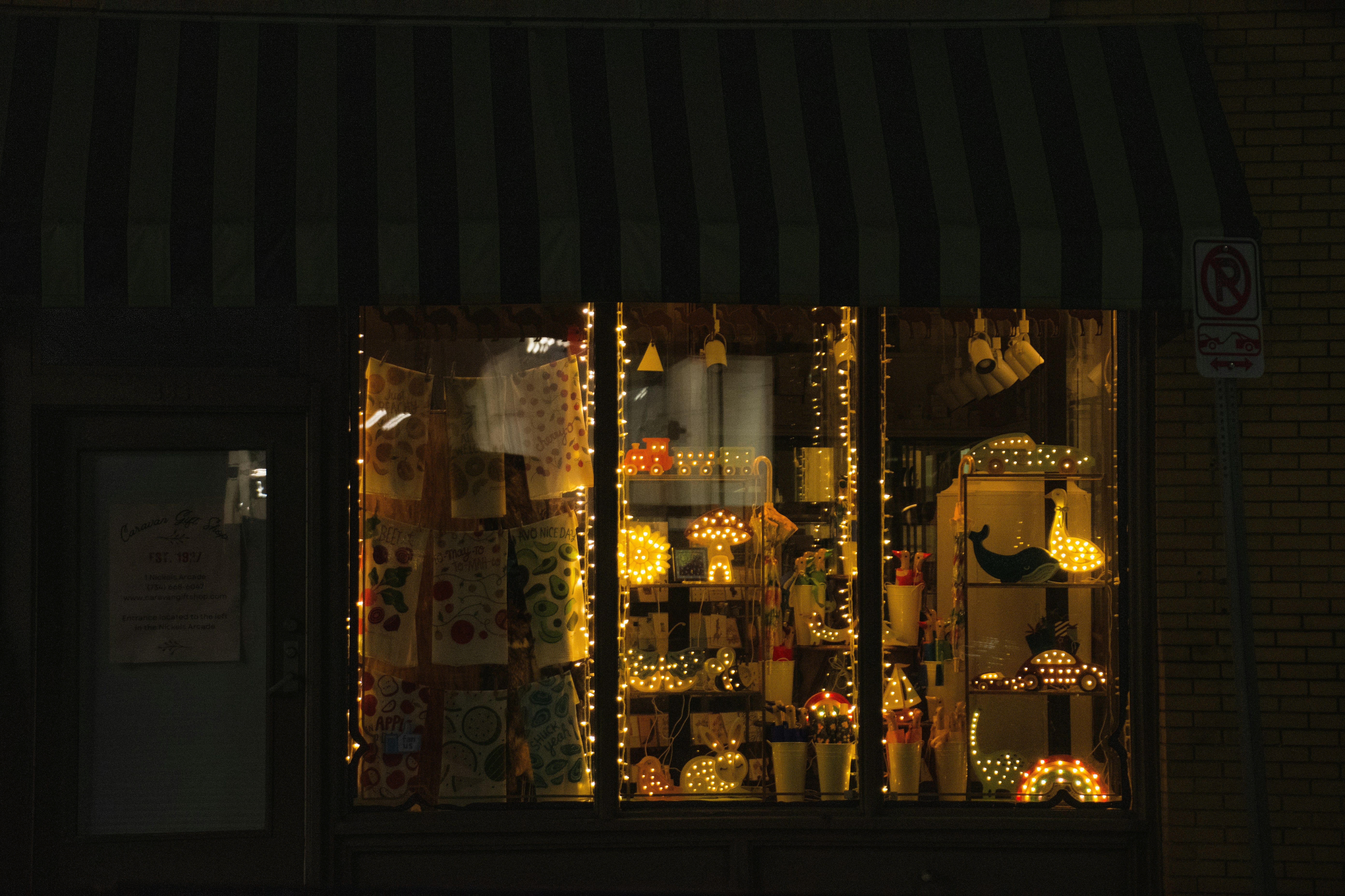 Warm Glow Through Holiday Storefront