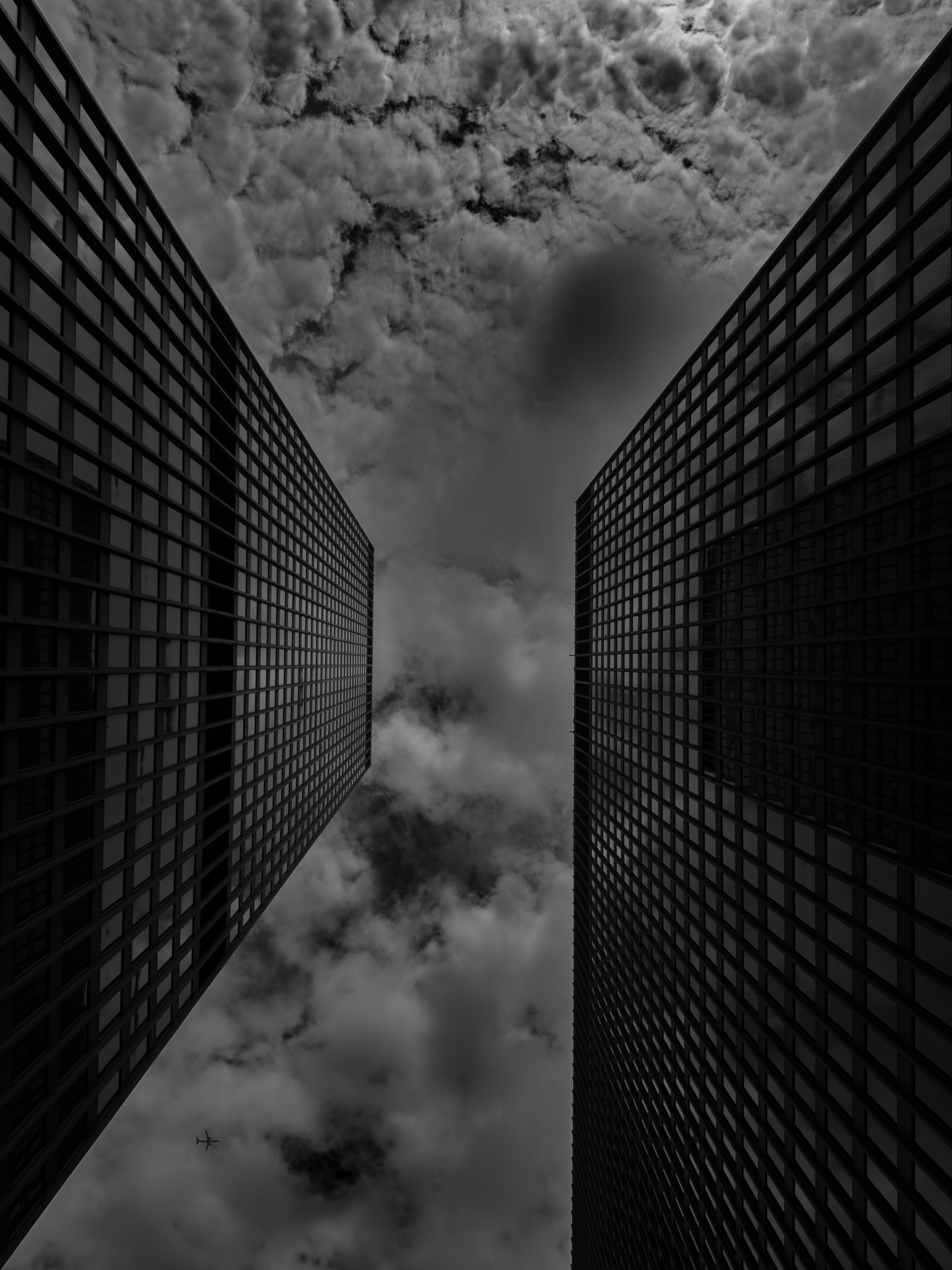 Skyward Silence Between Twin Skyscrapers