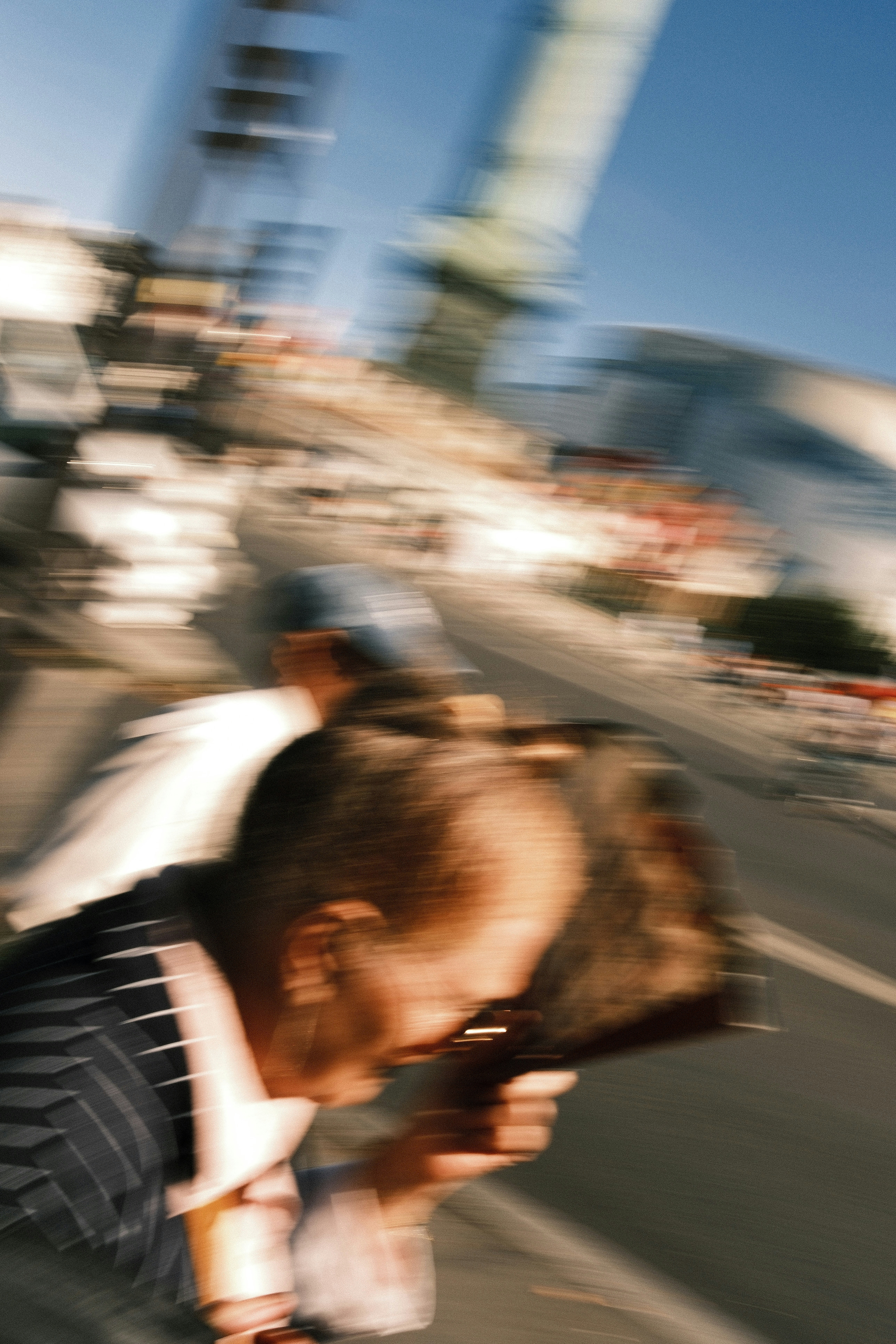 Motion Blur Portrait in a Busy Street