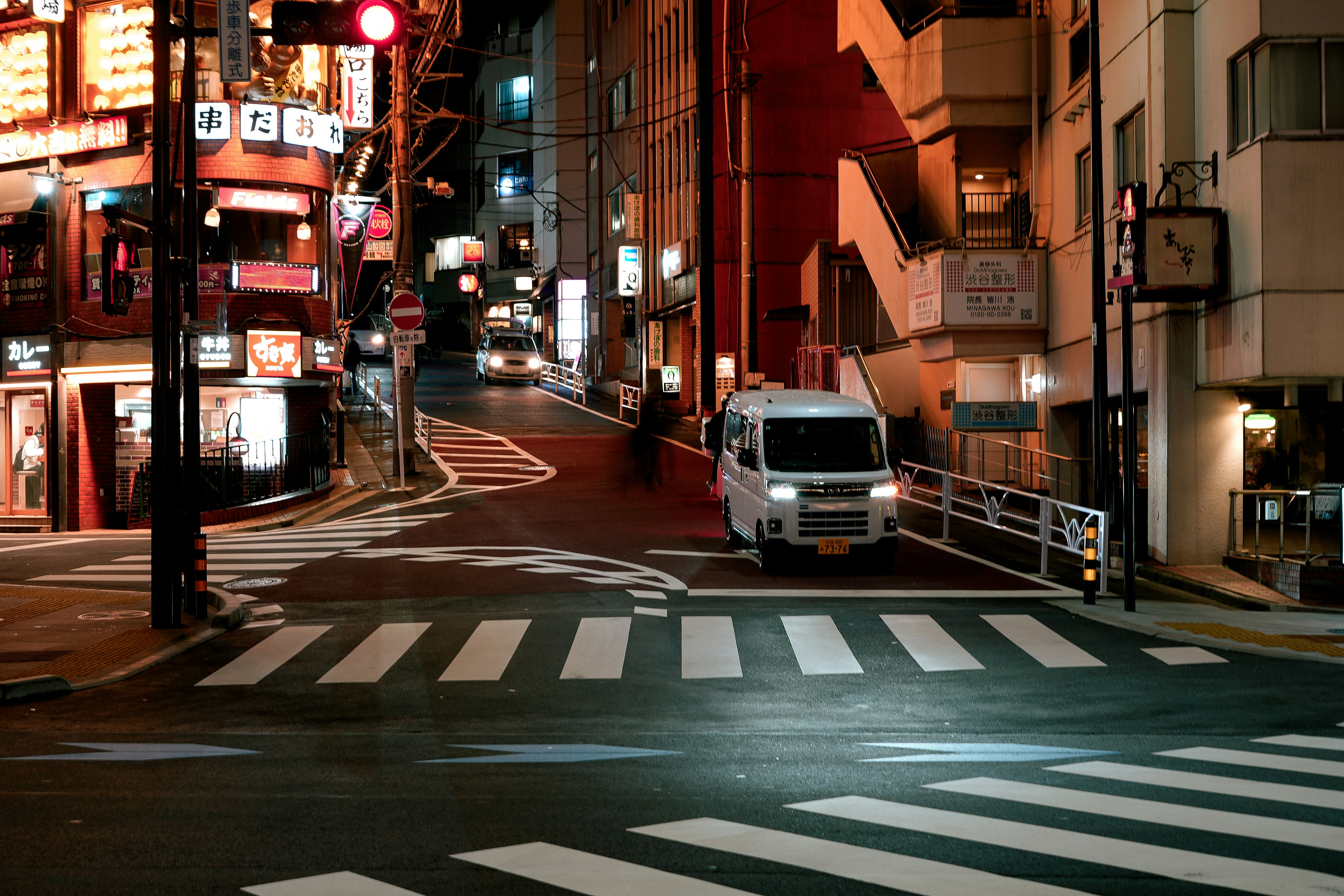 Neon Crossroads: A Quiet Night at the Shibuya-like Intersection