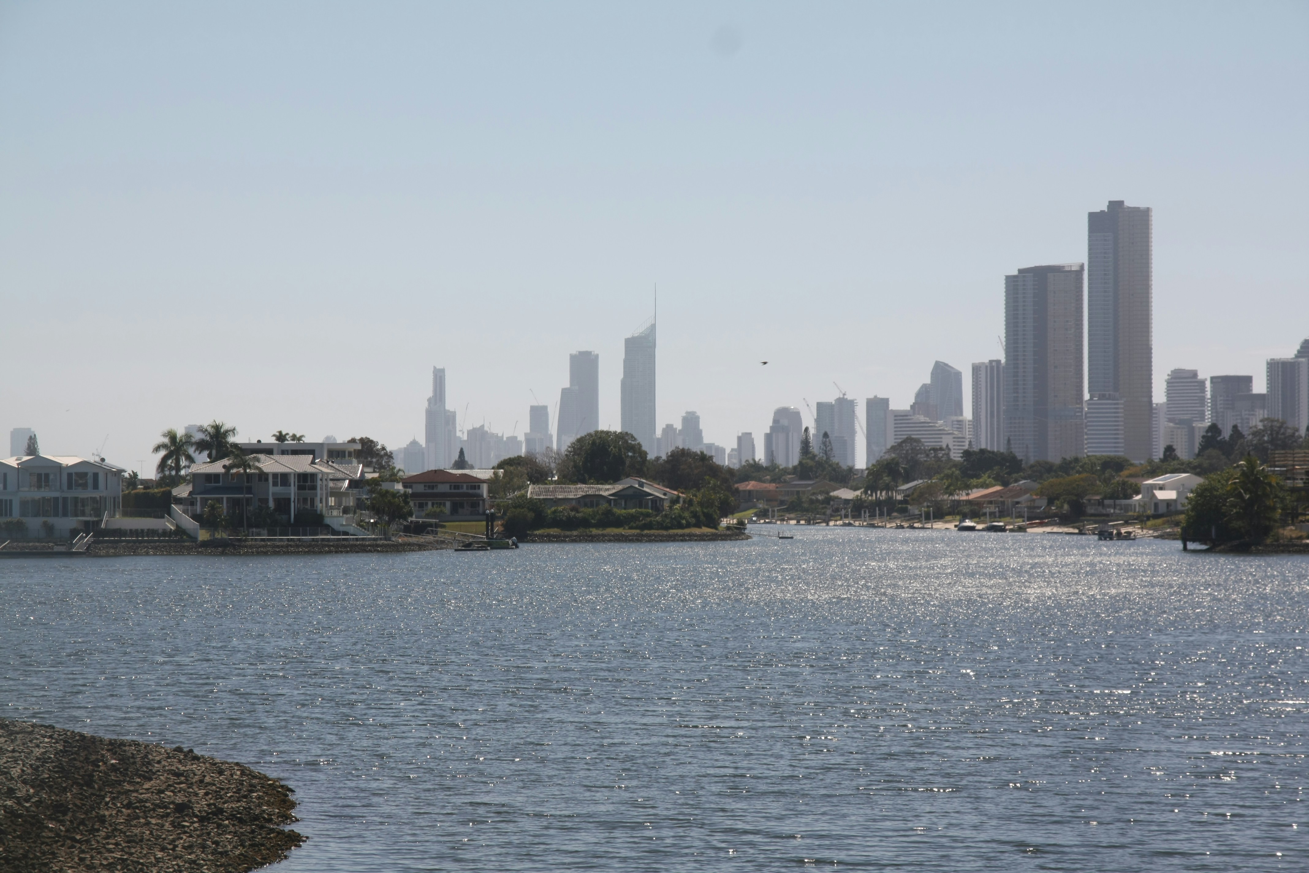 The close up view of the city from the bridge on Cottesloe drive that leads to Pizzey park