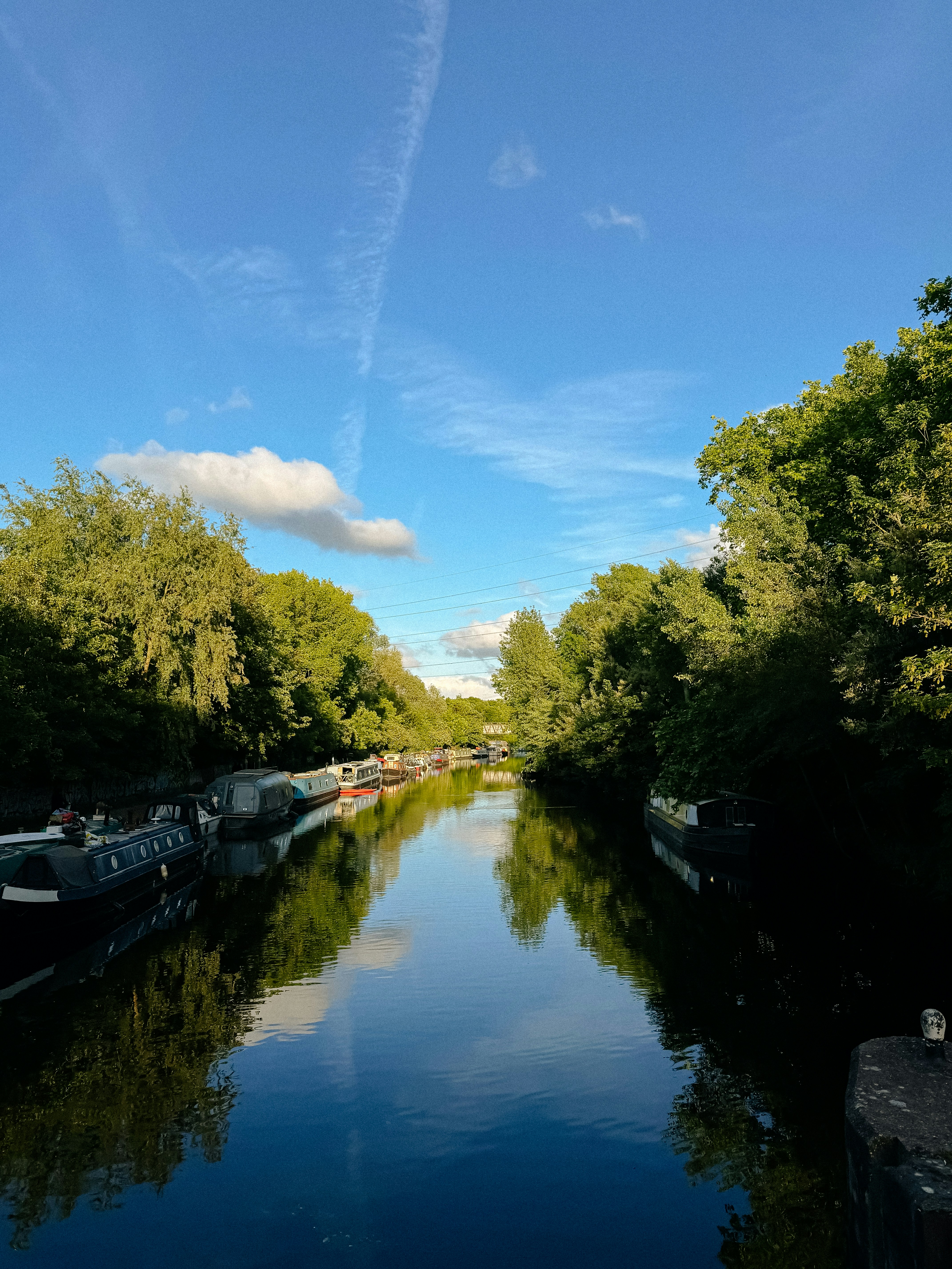Serene Canal Corridor Flanked by Verdant Banks