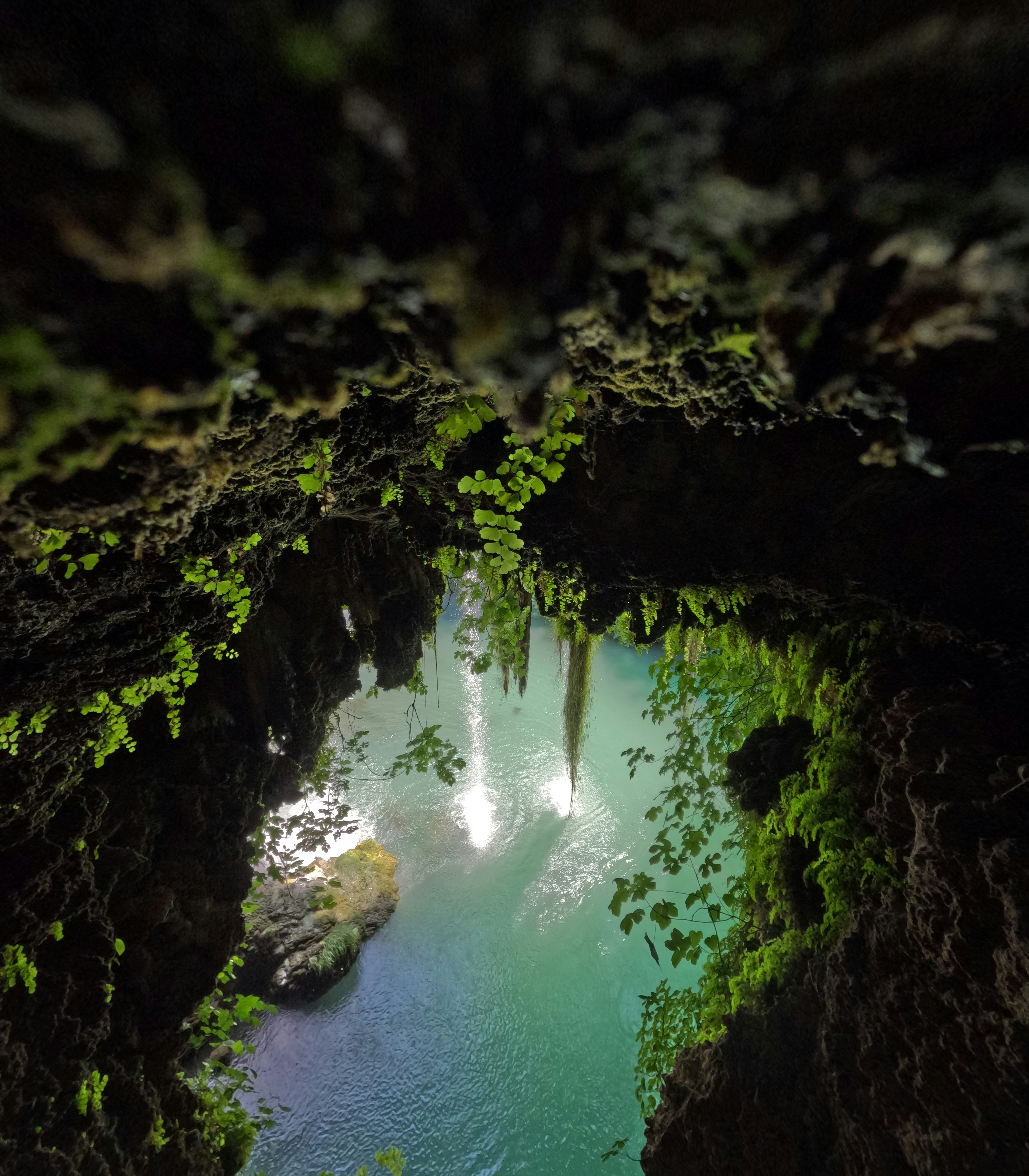 Cavern Window to Turquoise Falls