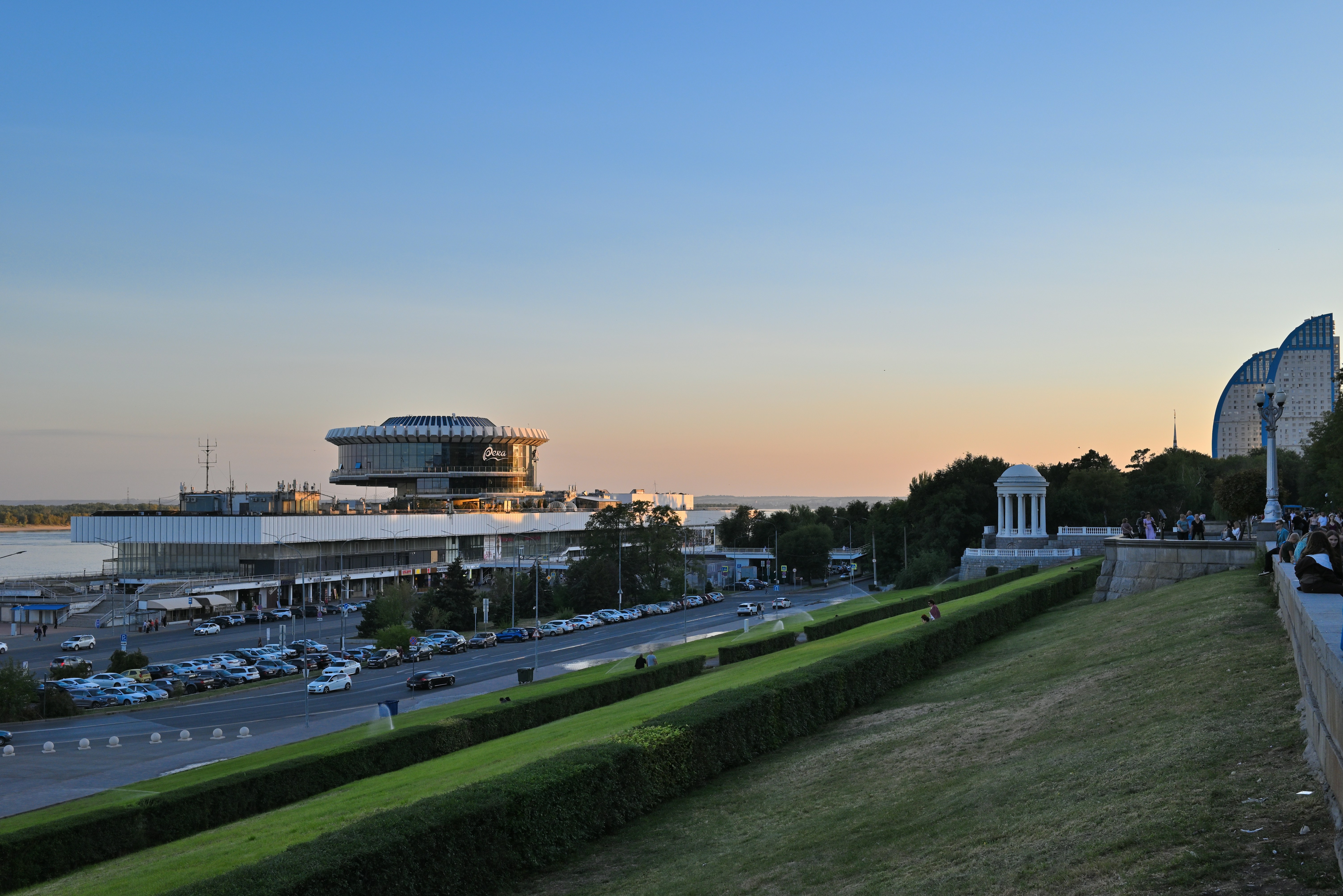 Harbor Horizon: Sunset over the Seaside Campus