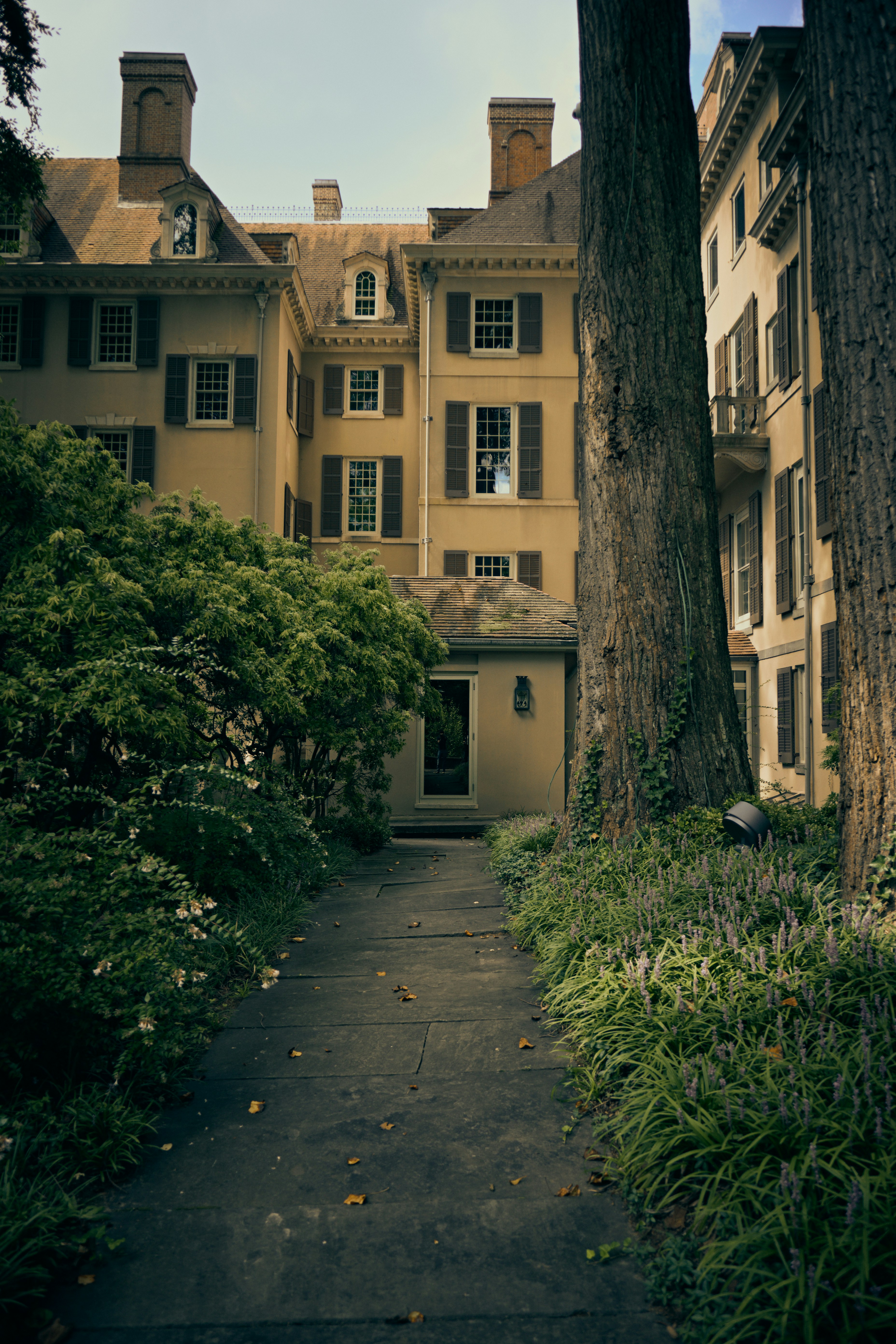 Sunlit Courtyard Approach to the European-Style Residence