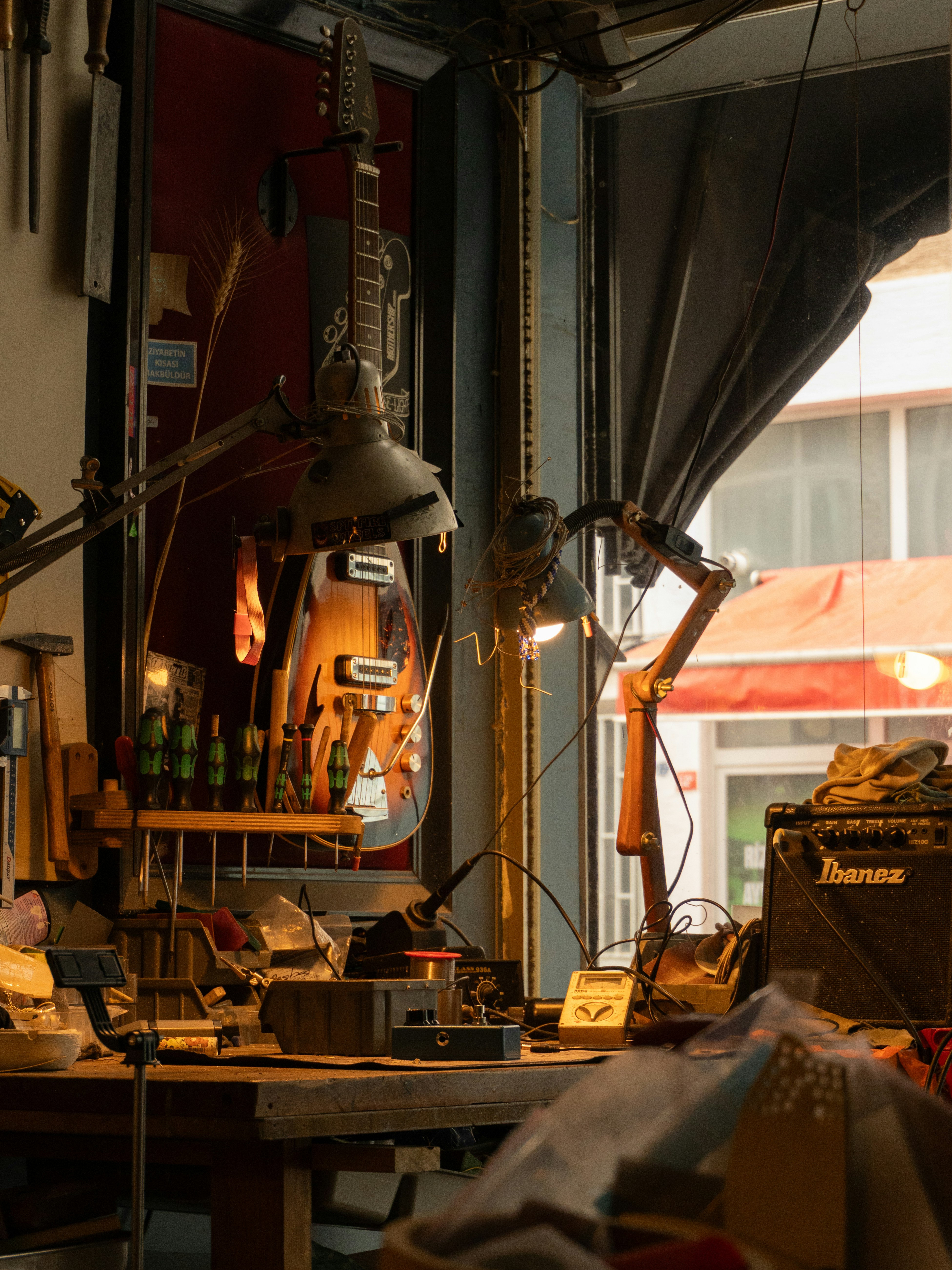 Workbench Echoes: A Cozy Workshop Bathed in Warm Light