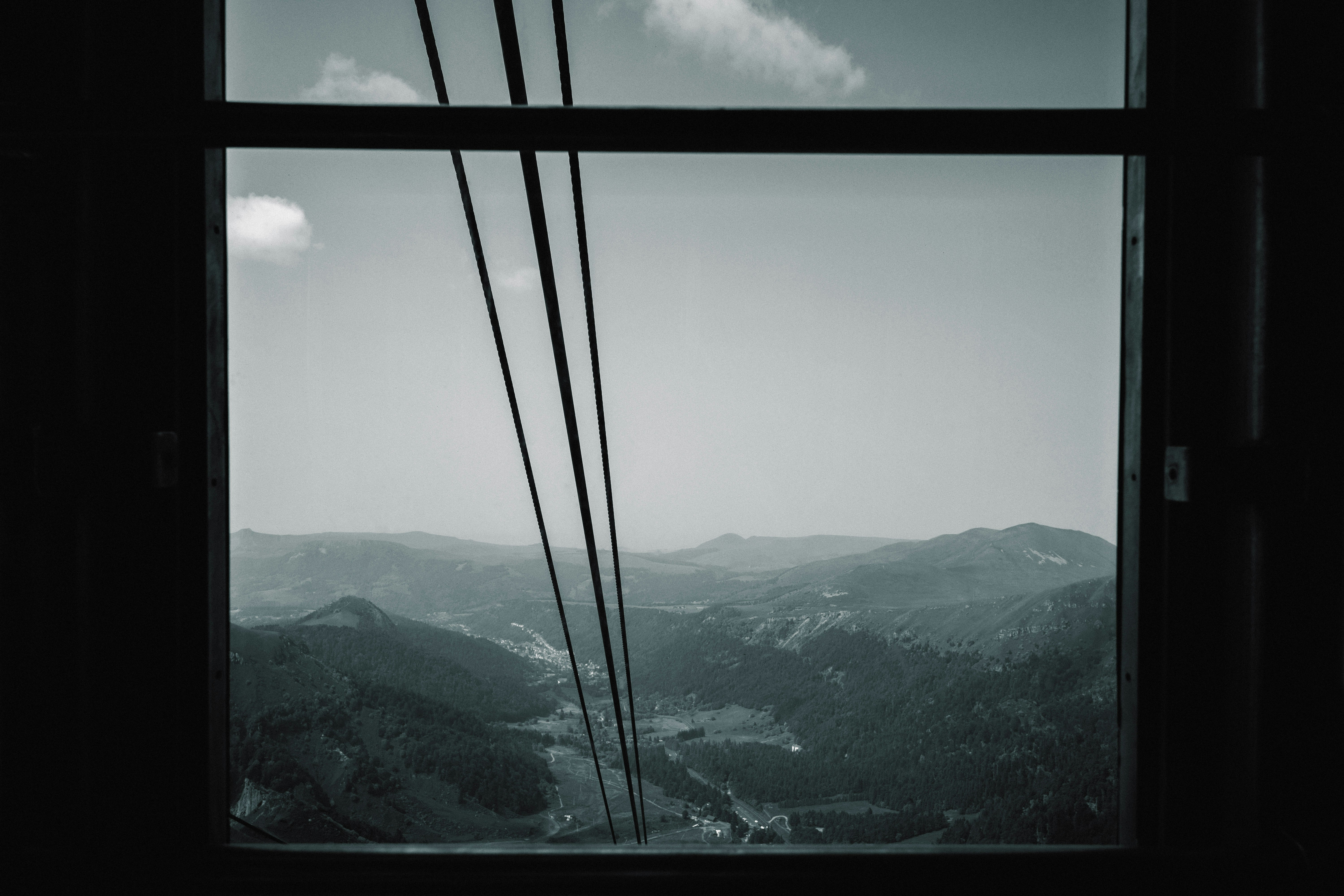Window to the Range: Cables Cutting Through a Mountain Vista