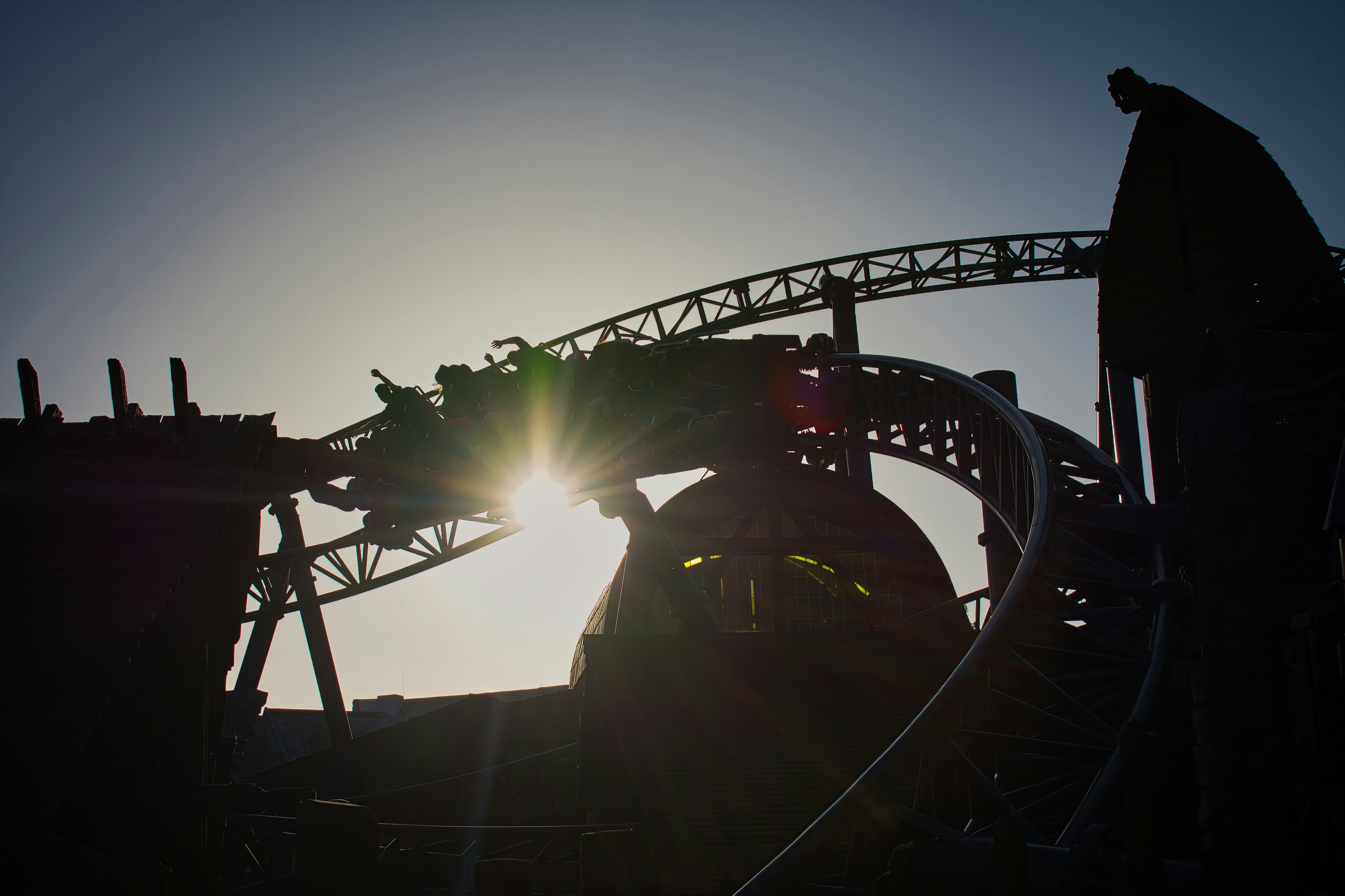 Sunlit Silhouette on a Roller Coaster Track