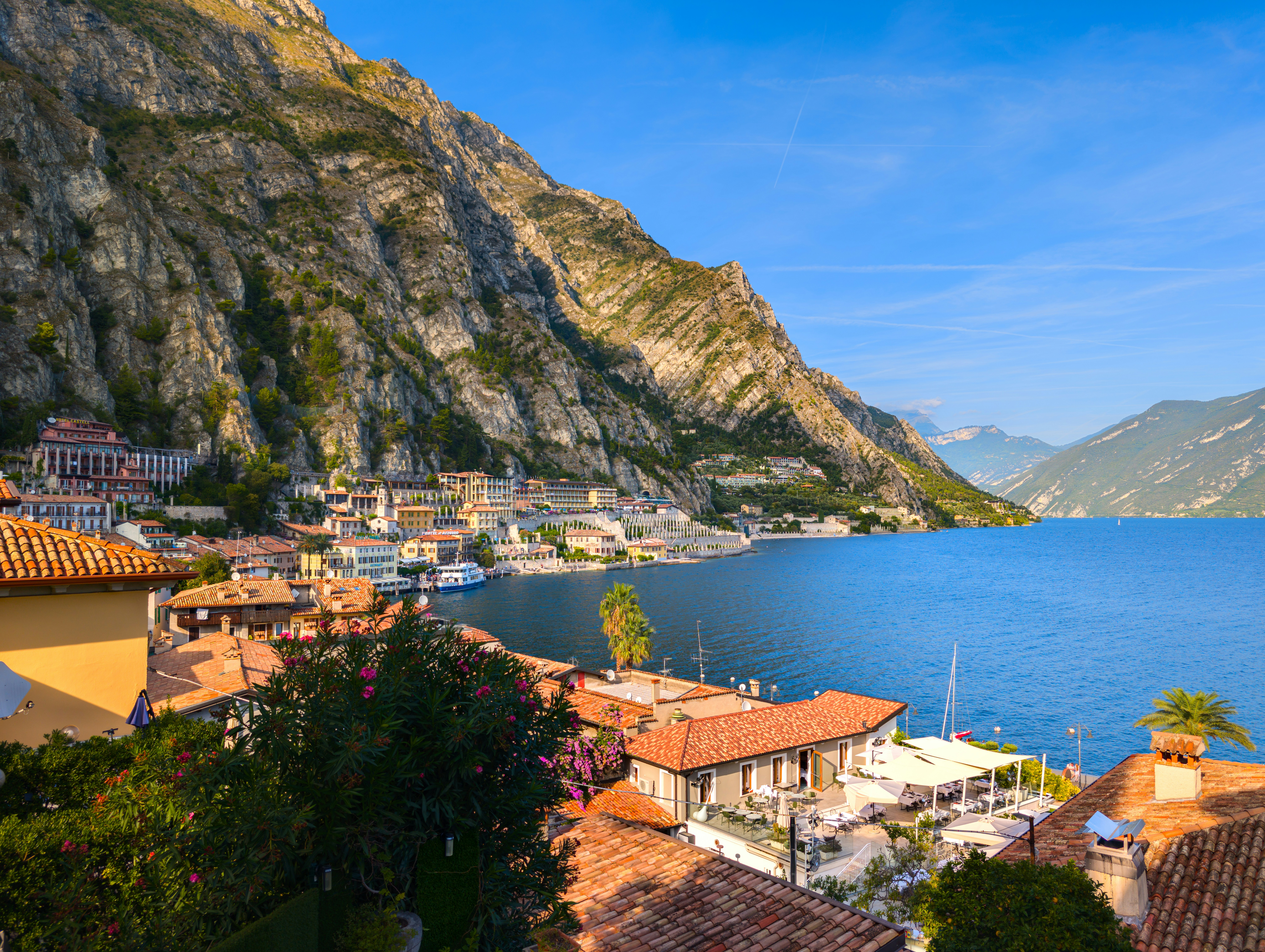 Lakeside Village Nestled Between Peaks and Sea