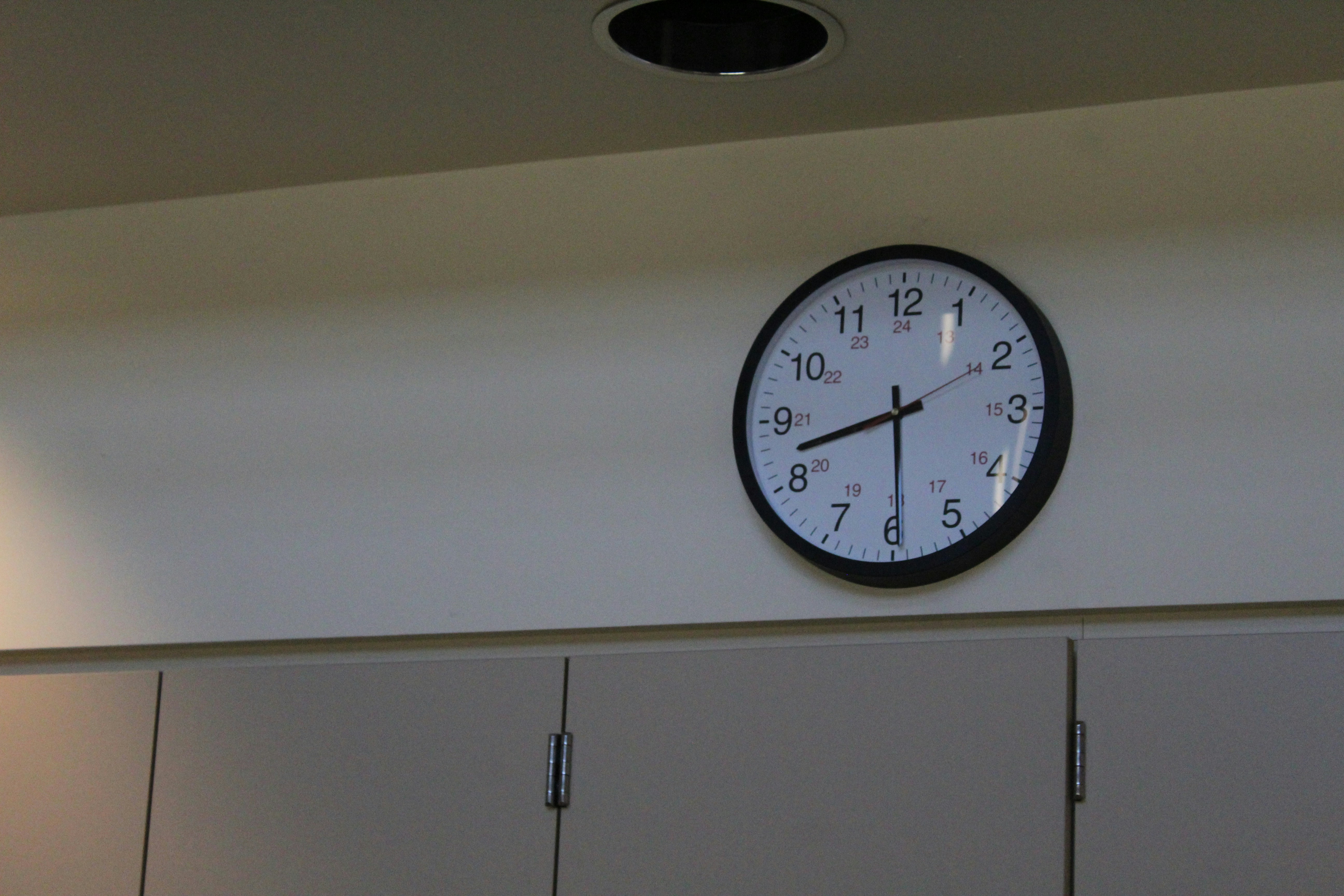 Circular Timekeeper Above Locker Doors