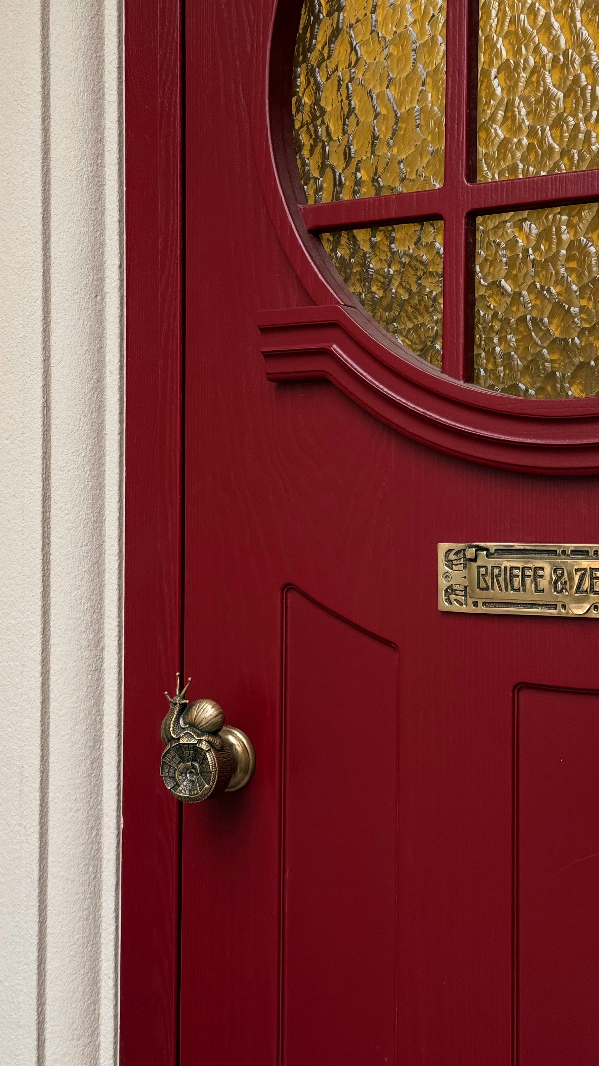 Crimson Door with Brass Hardware