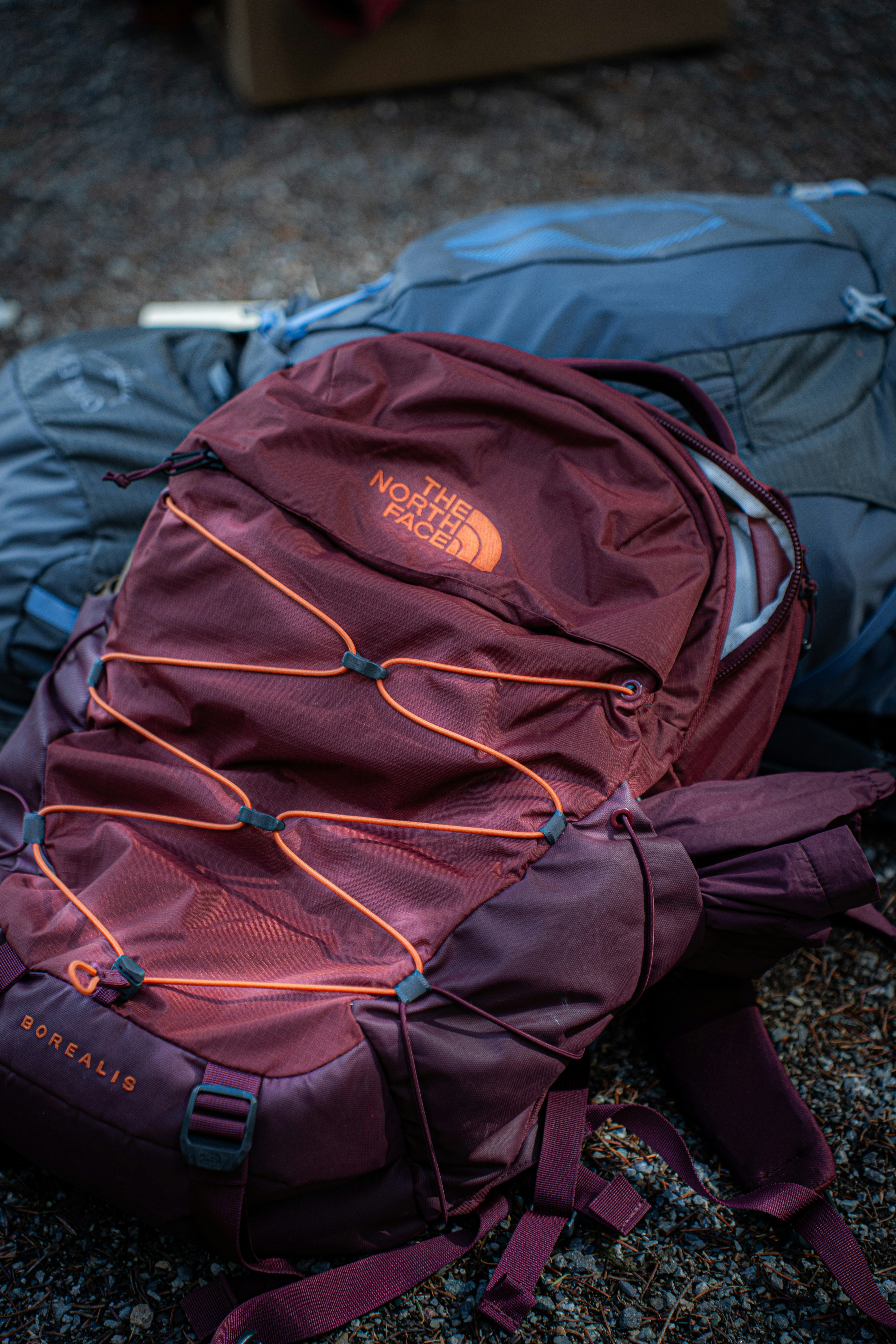 Crimson Trail: The North Face Carrier Reposing Among Fellow Gear