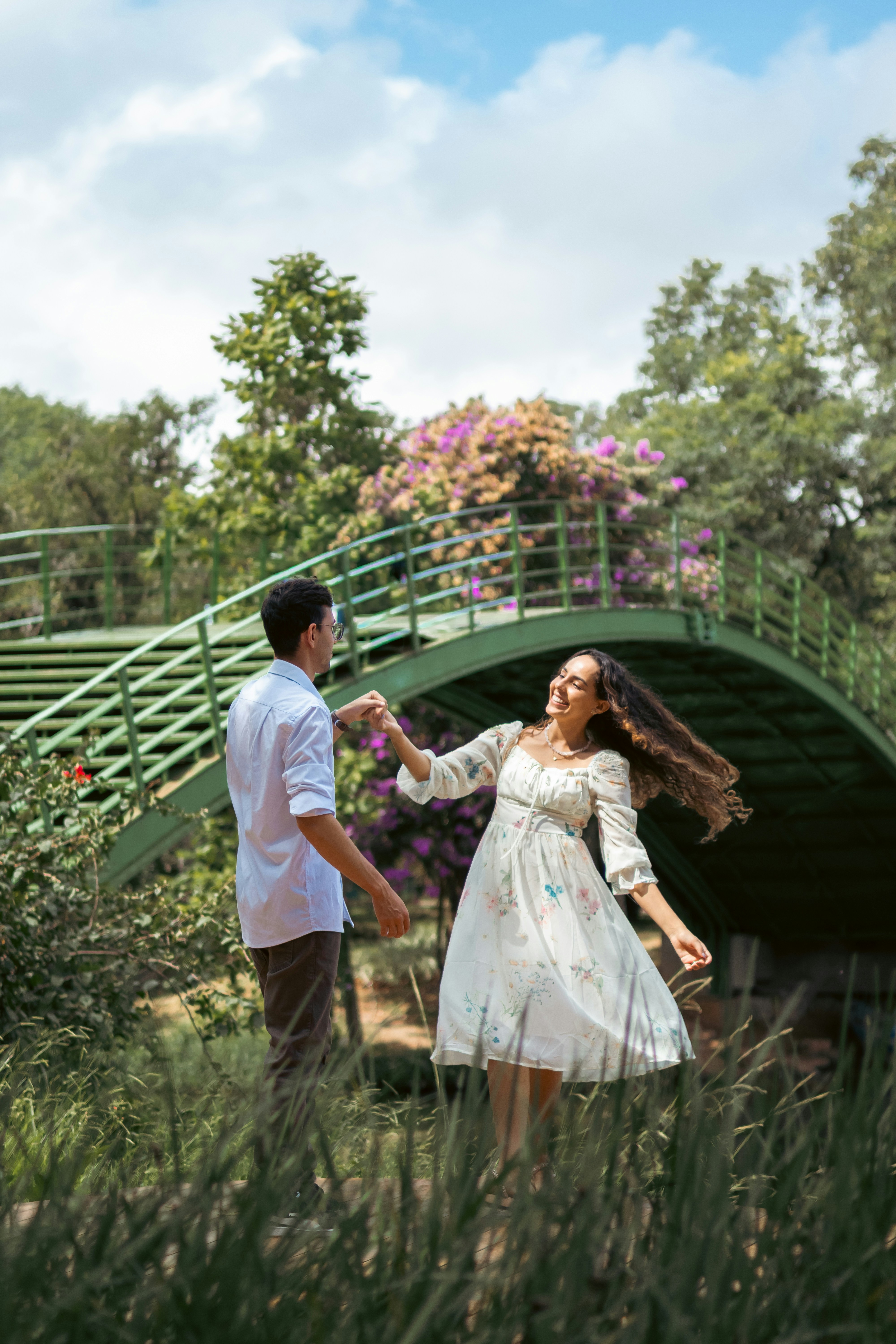 Dance under the Green Bridge: a sunlit moment in bloom