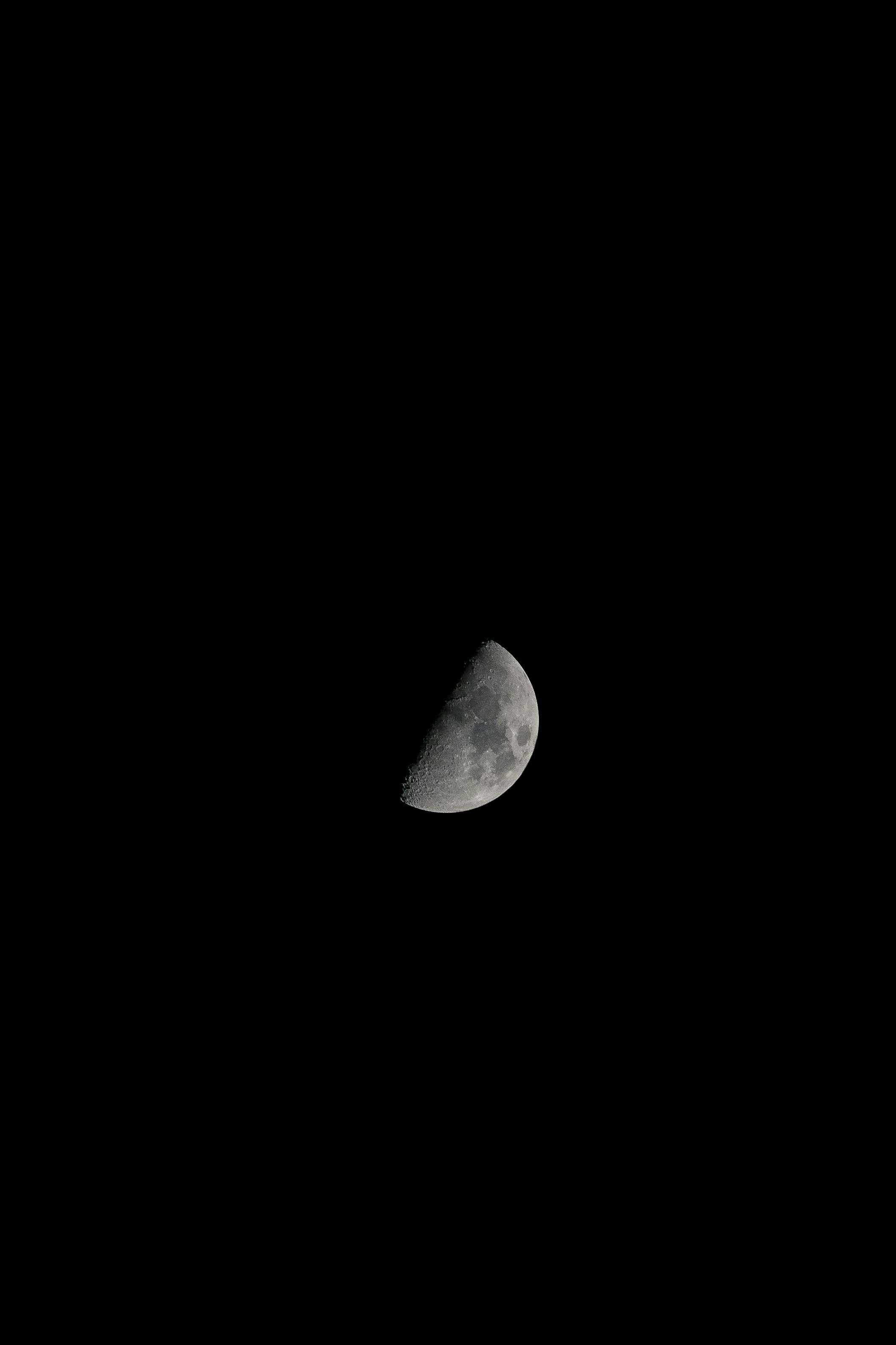 Lone Moon Slices Through Midnight Sky