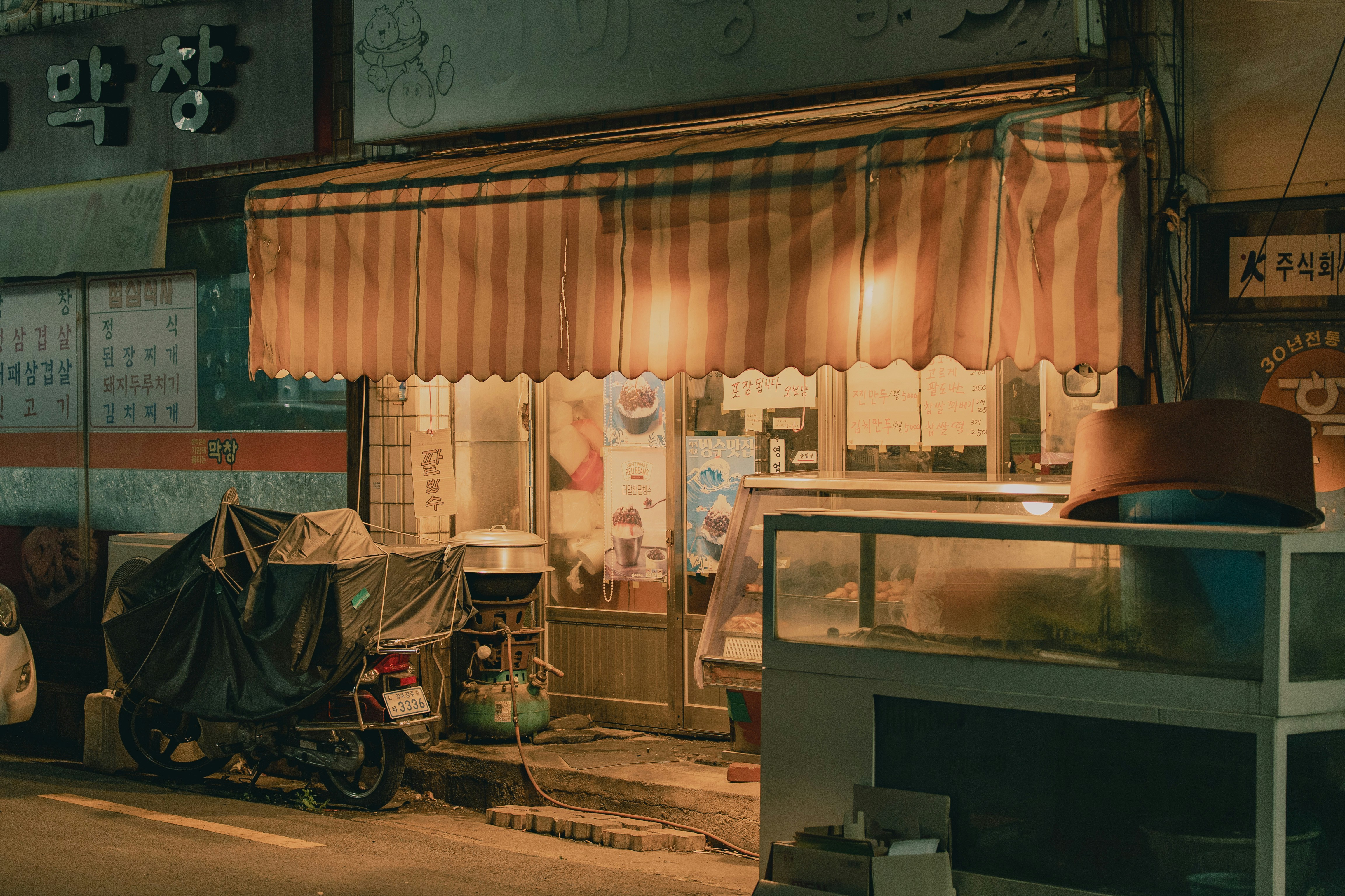 Market Glow under a Tented Awning