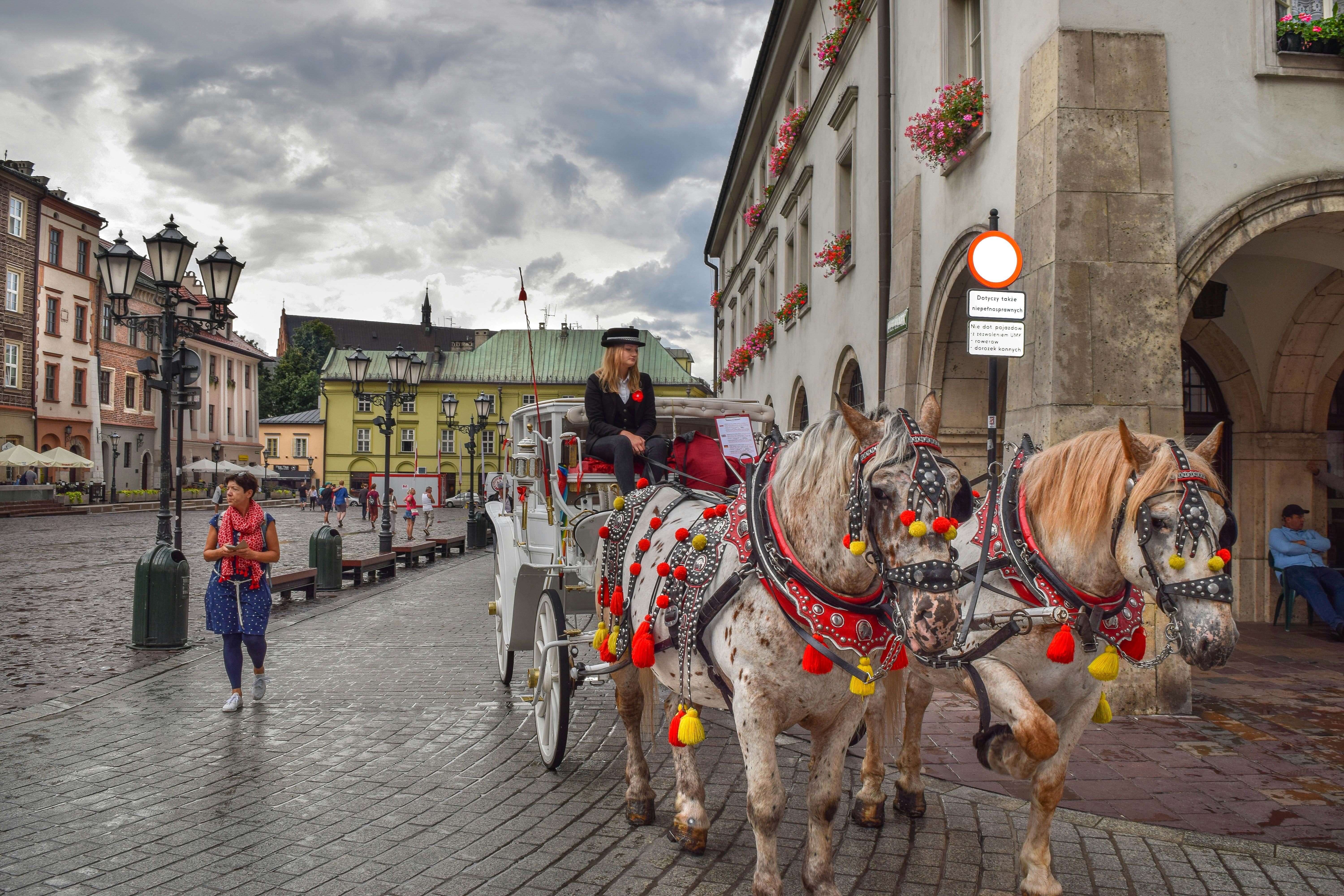 Gilded Carriage at a Cobblestone Corner