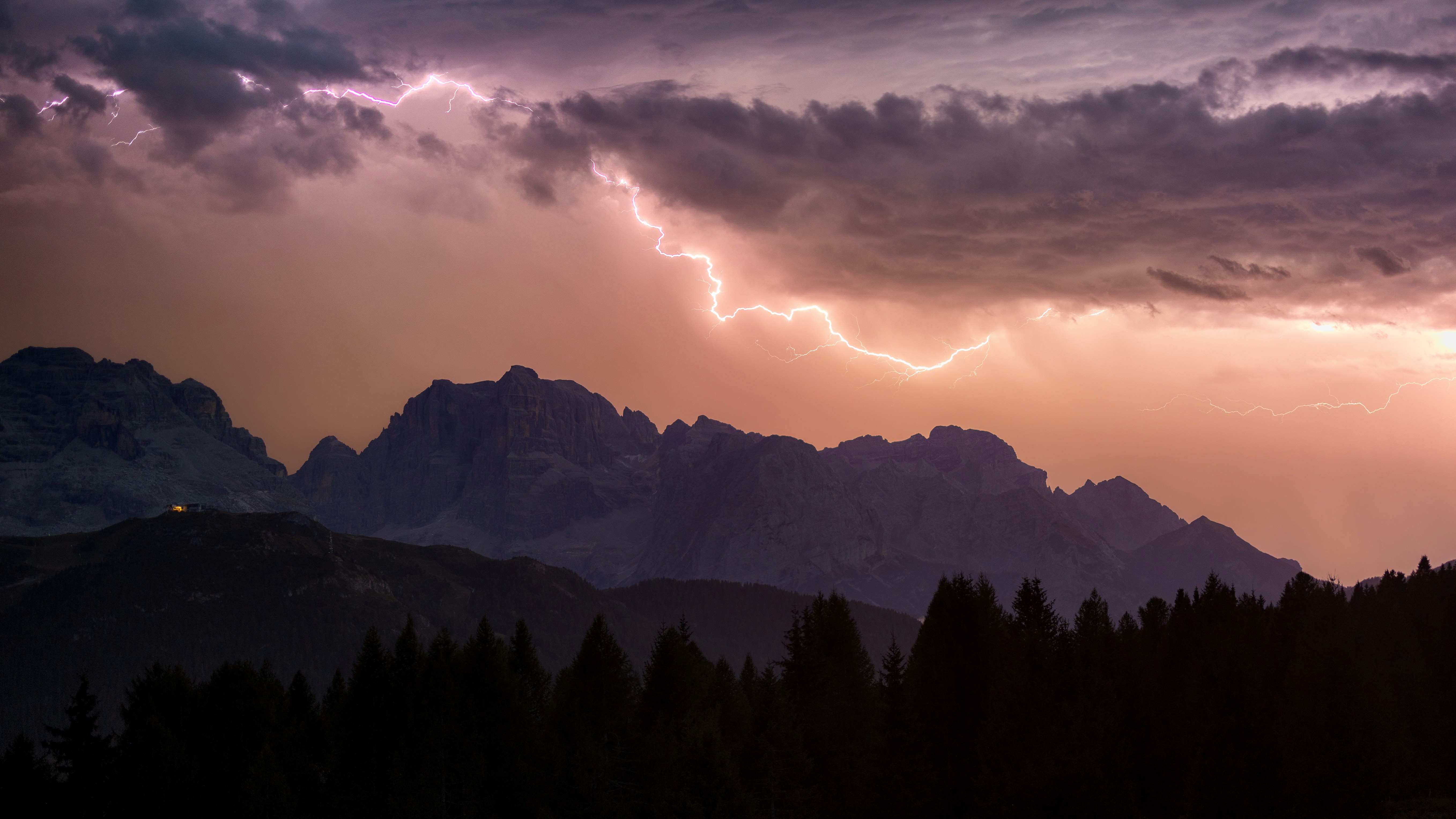 Storm Crown over Silent Pines: Lightning Across the Ridge
