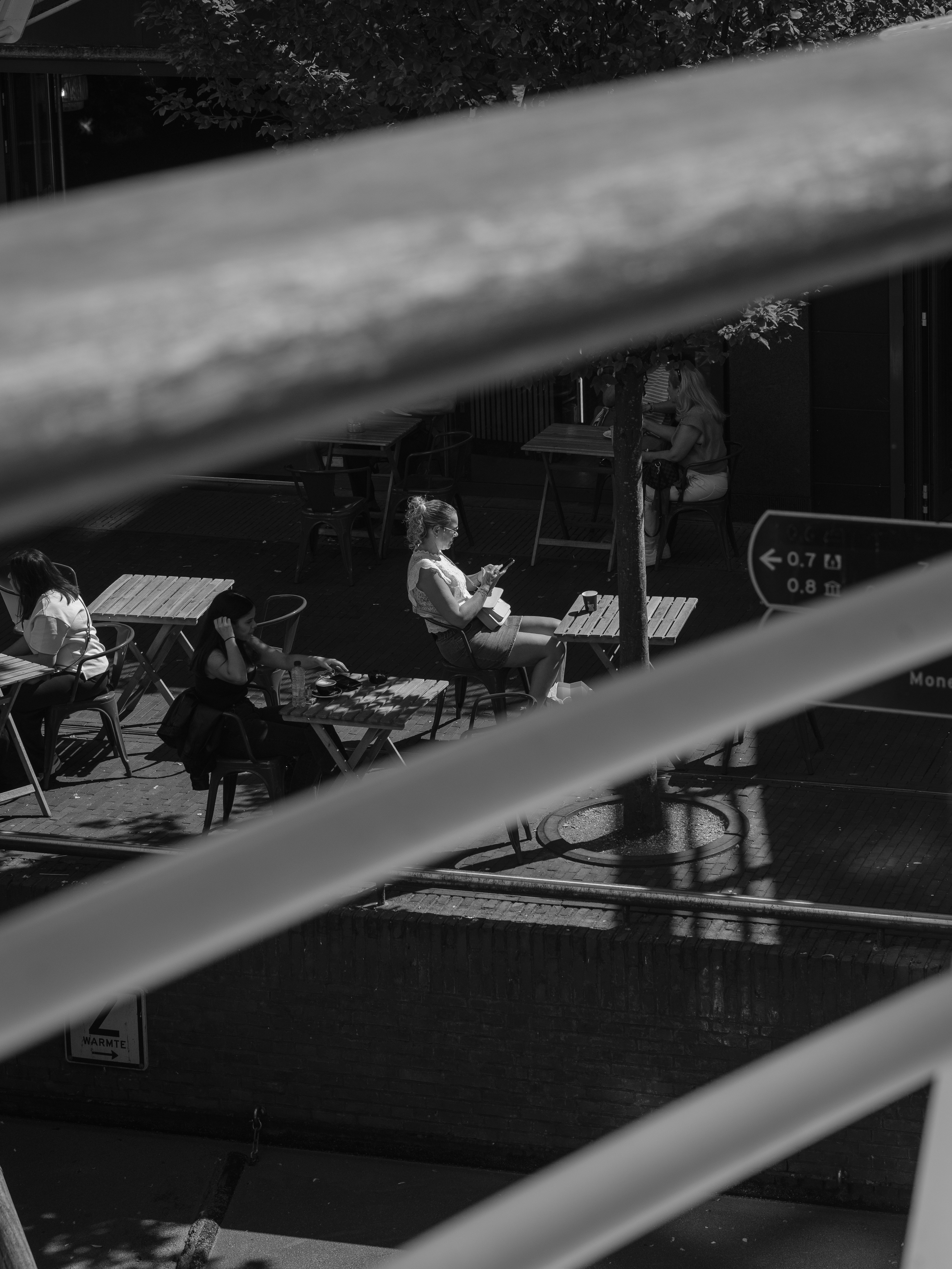Cafe Portrait Behind the Stripes