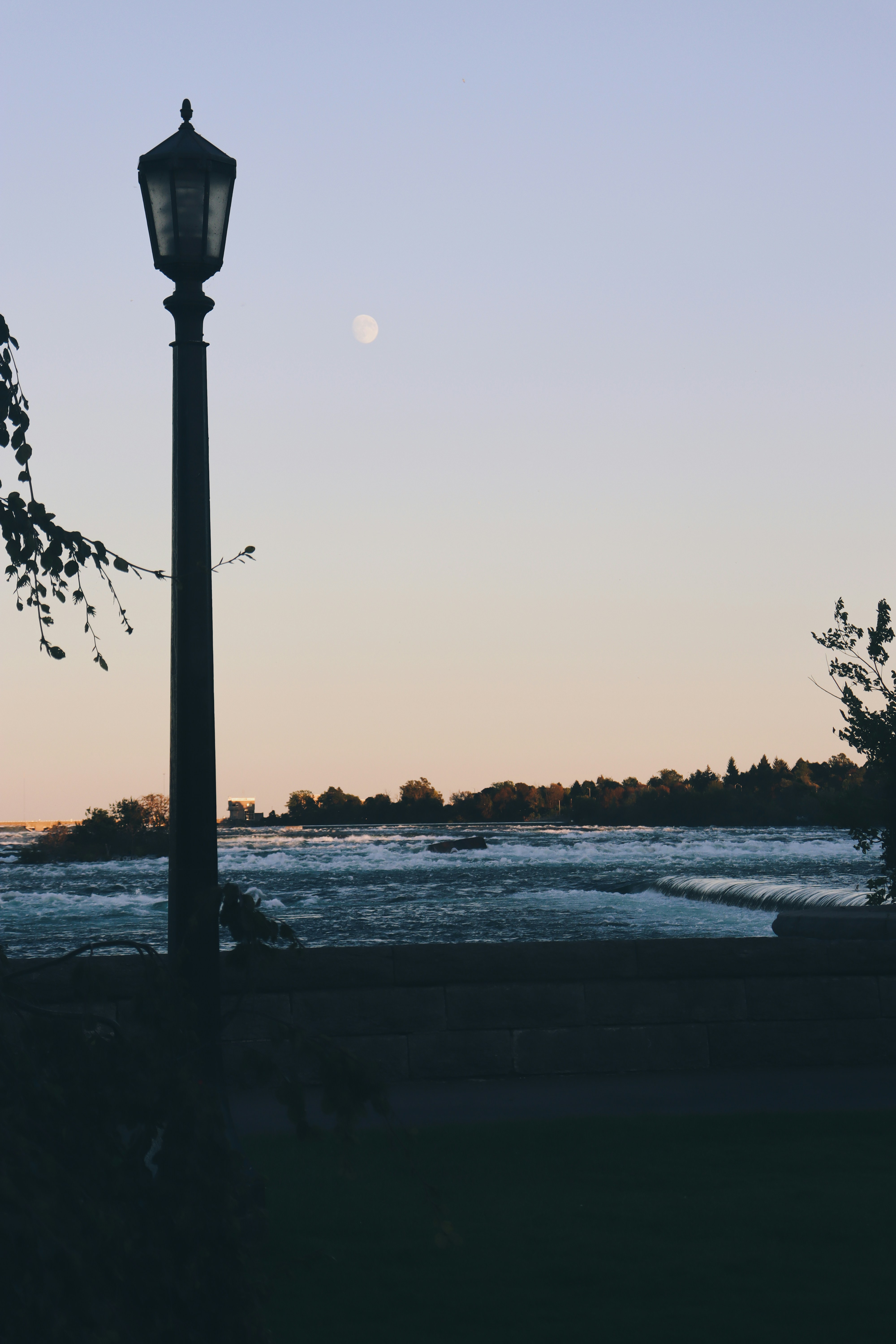 Moonlit promenade by the riverfront