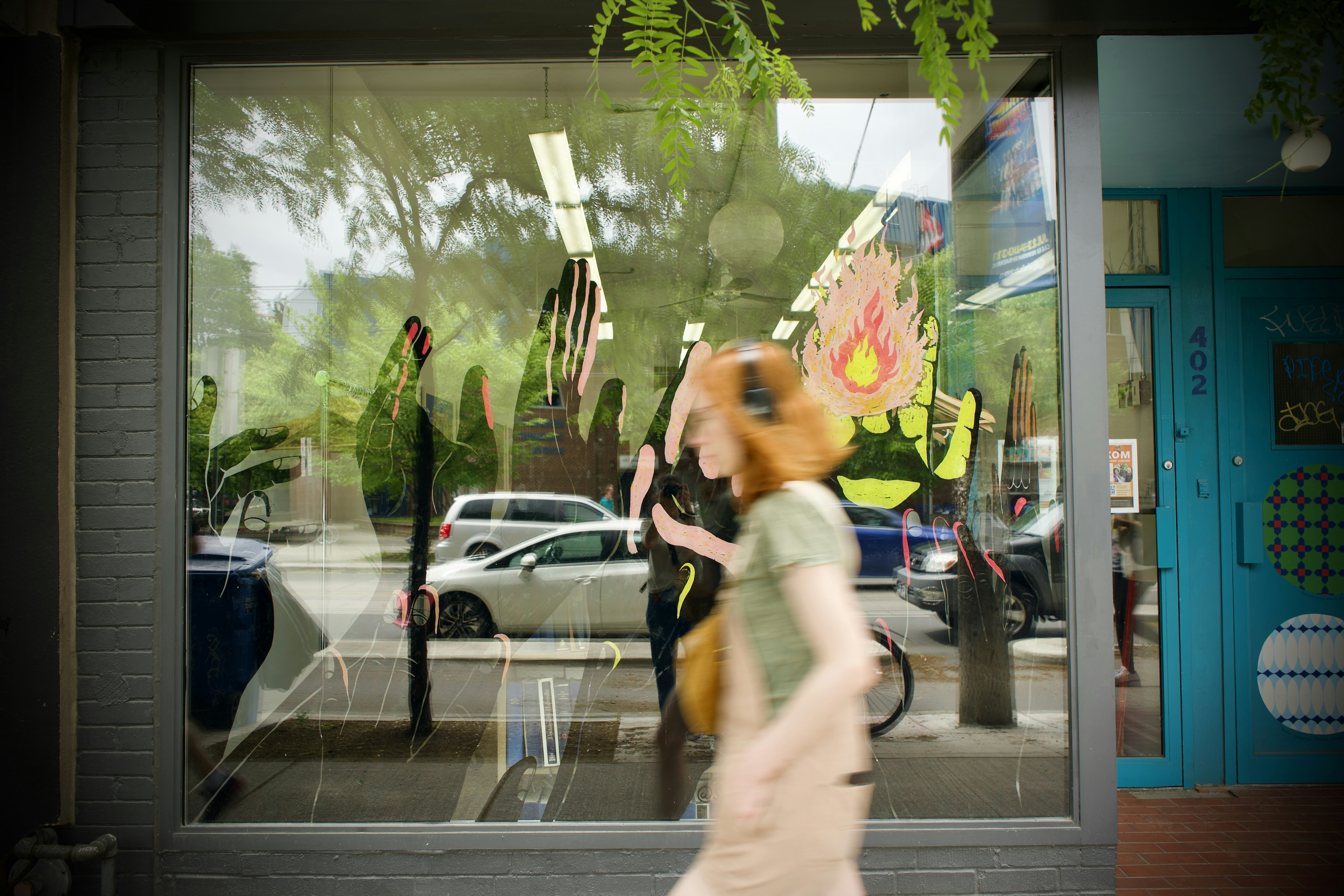 Passing Glimpse: A Blurred Moment Before the Street Walks On