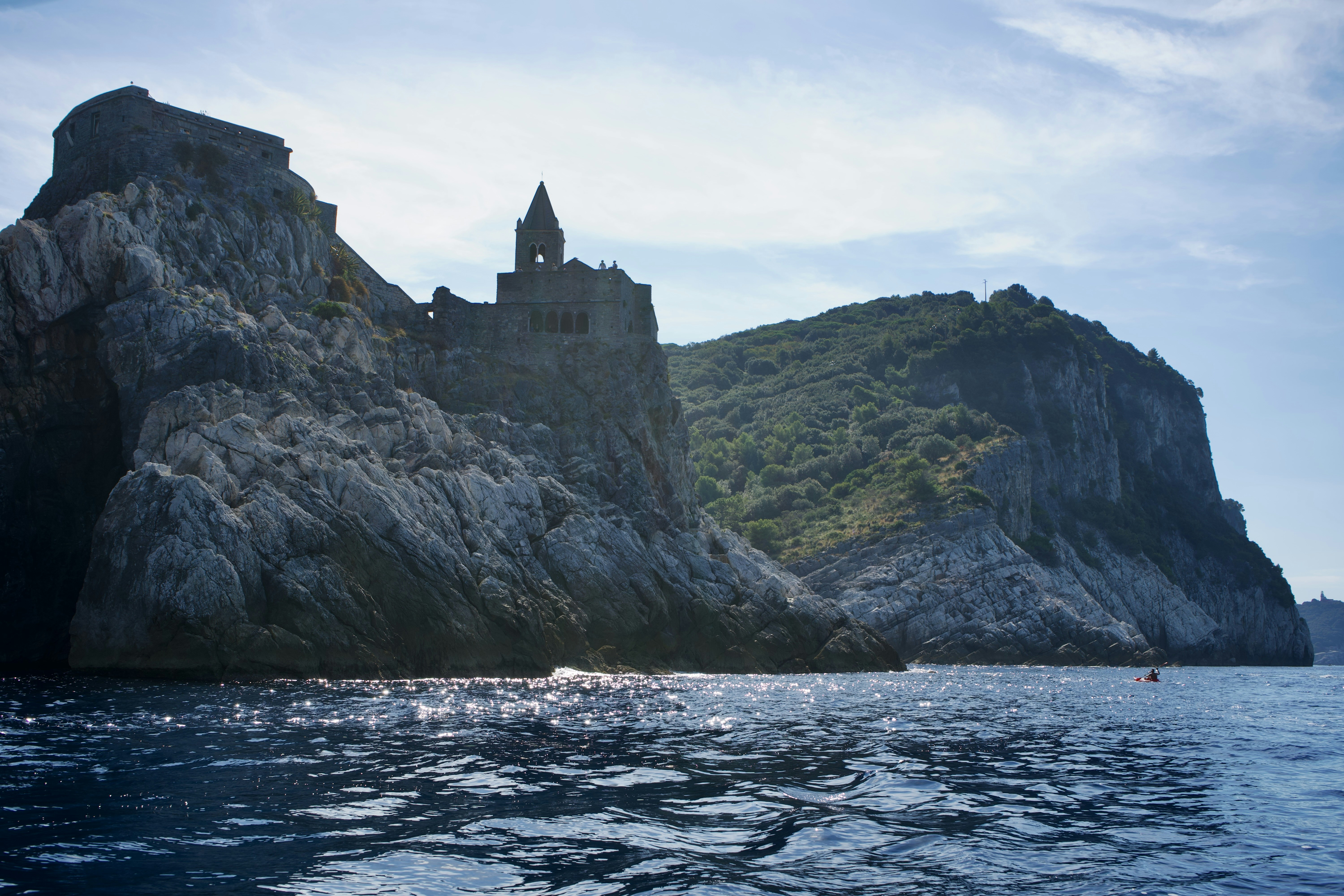 Castle on the Cliff: A Seaward silhouette above the blue