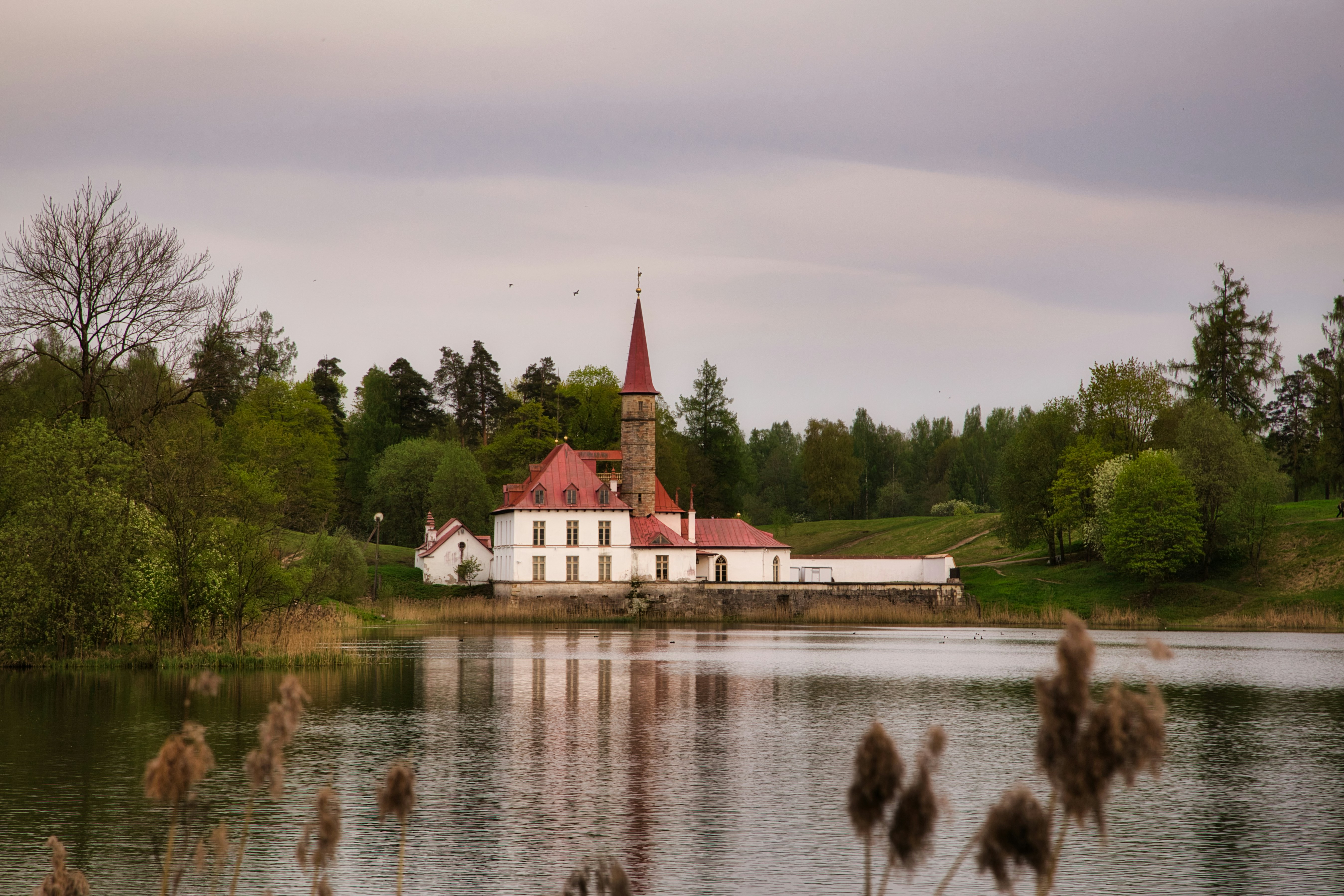 Castle by the Quiet Lake at Dusk