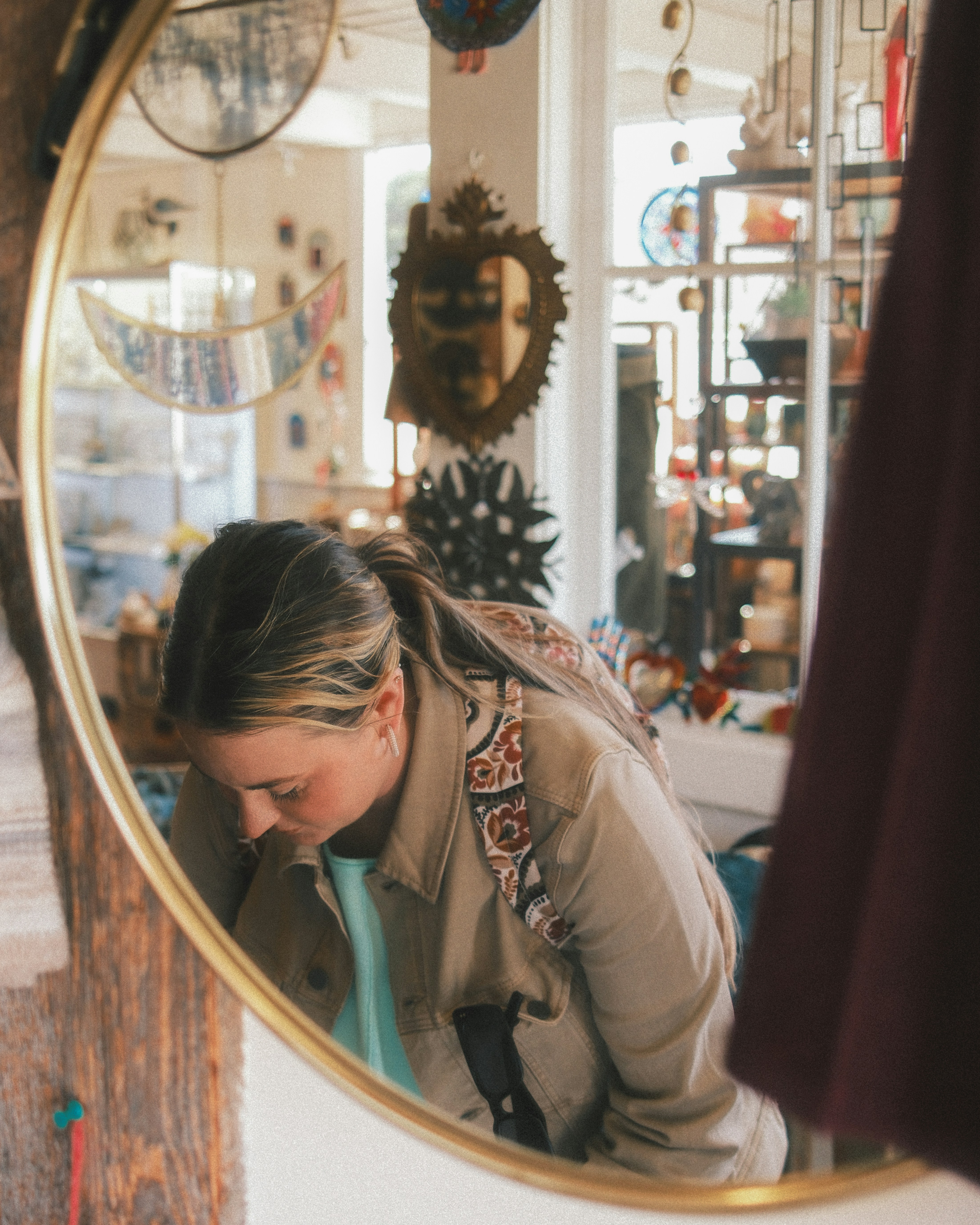 Mirror Portrait in a Cozy Studio Shop