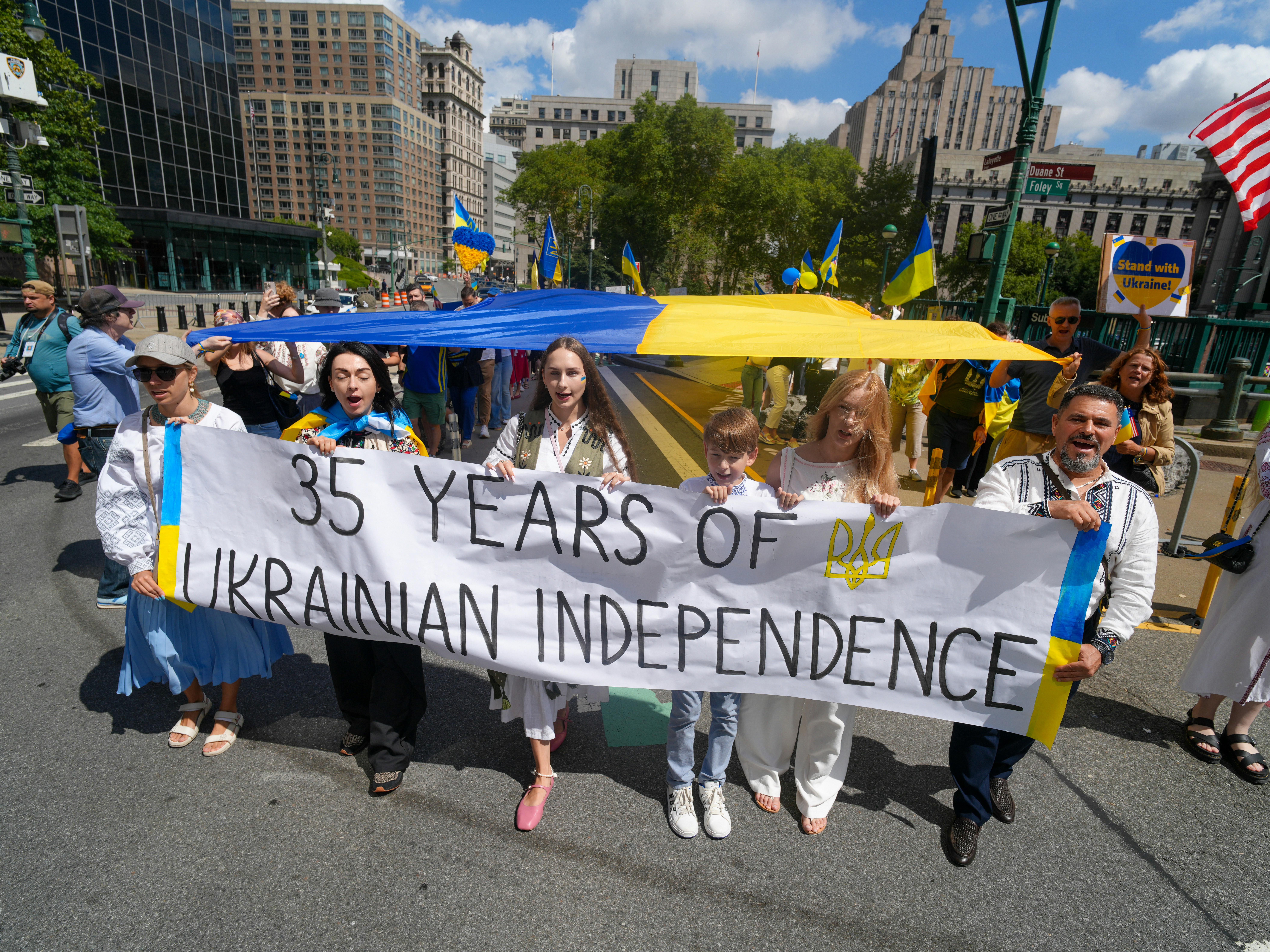 Banner of Ukrainian Independence at a City Rally