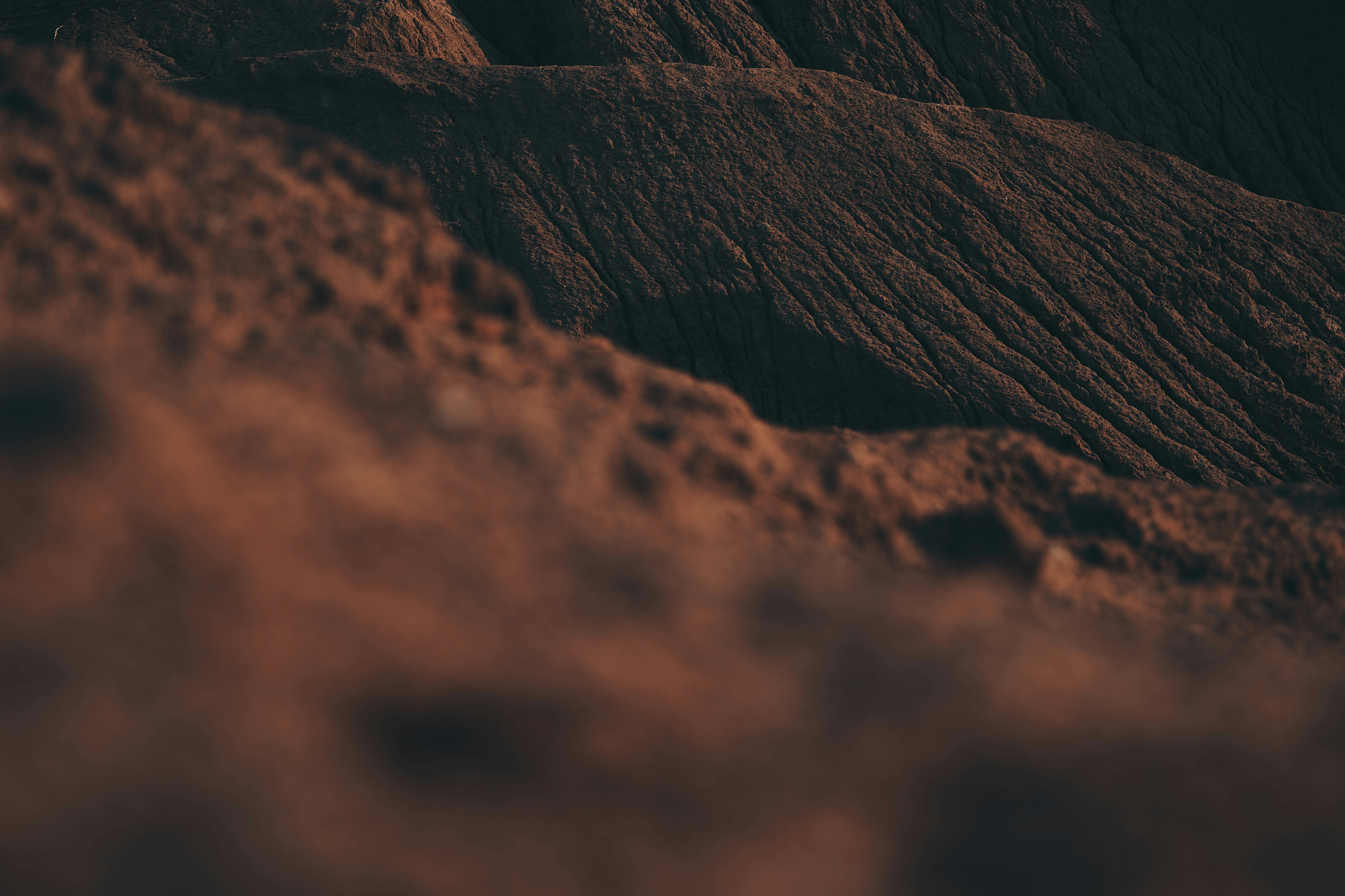 Lava-like textures in shadowed ridges