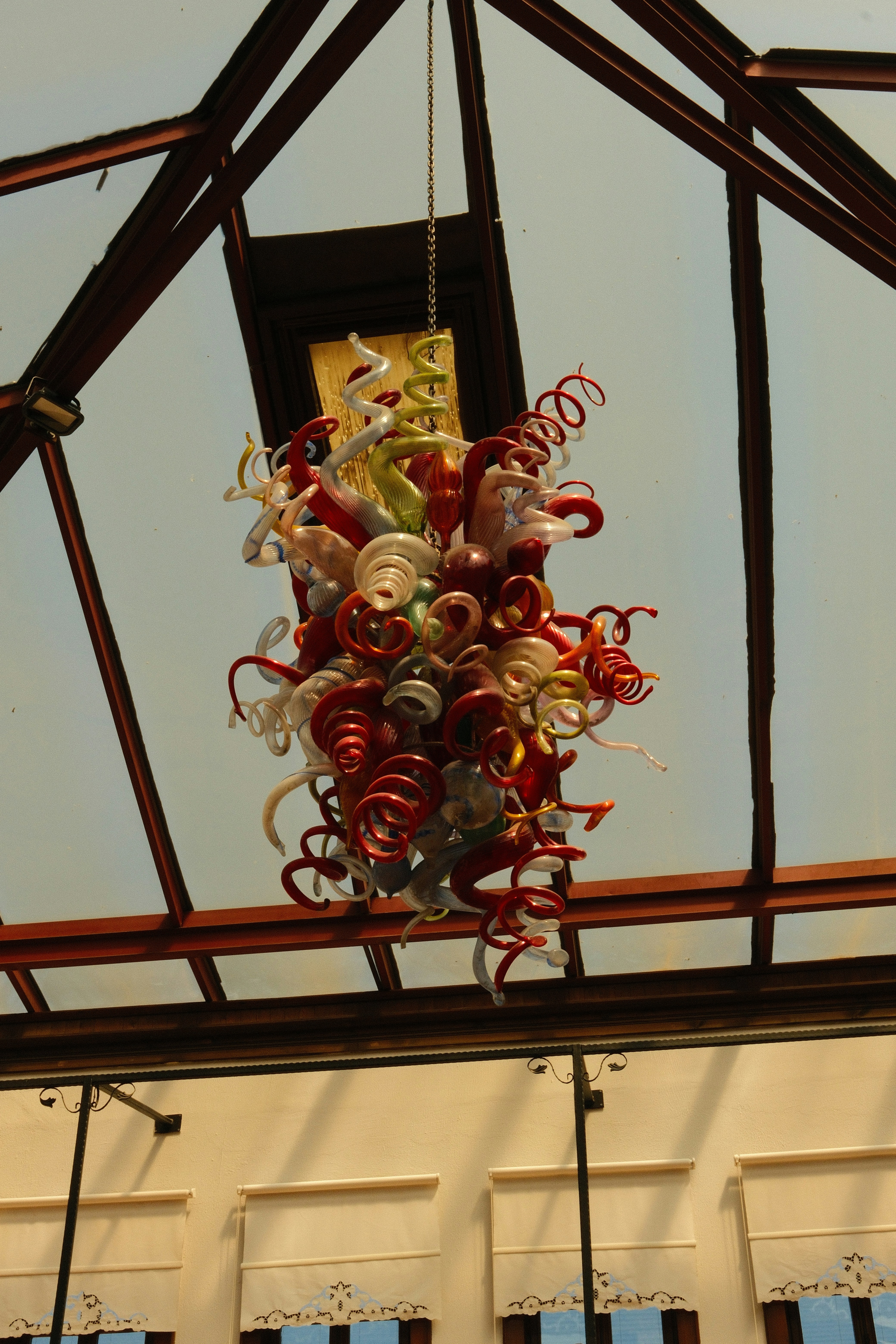 Glass Sculpture Cascade under Steel Cathedral