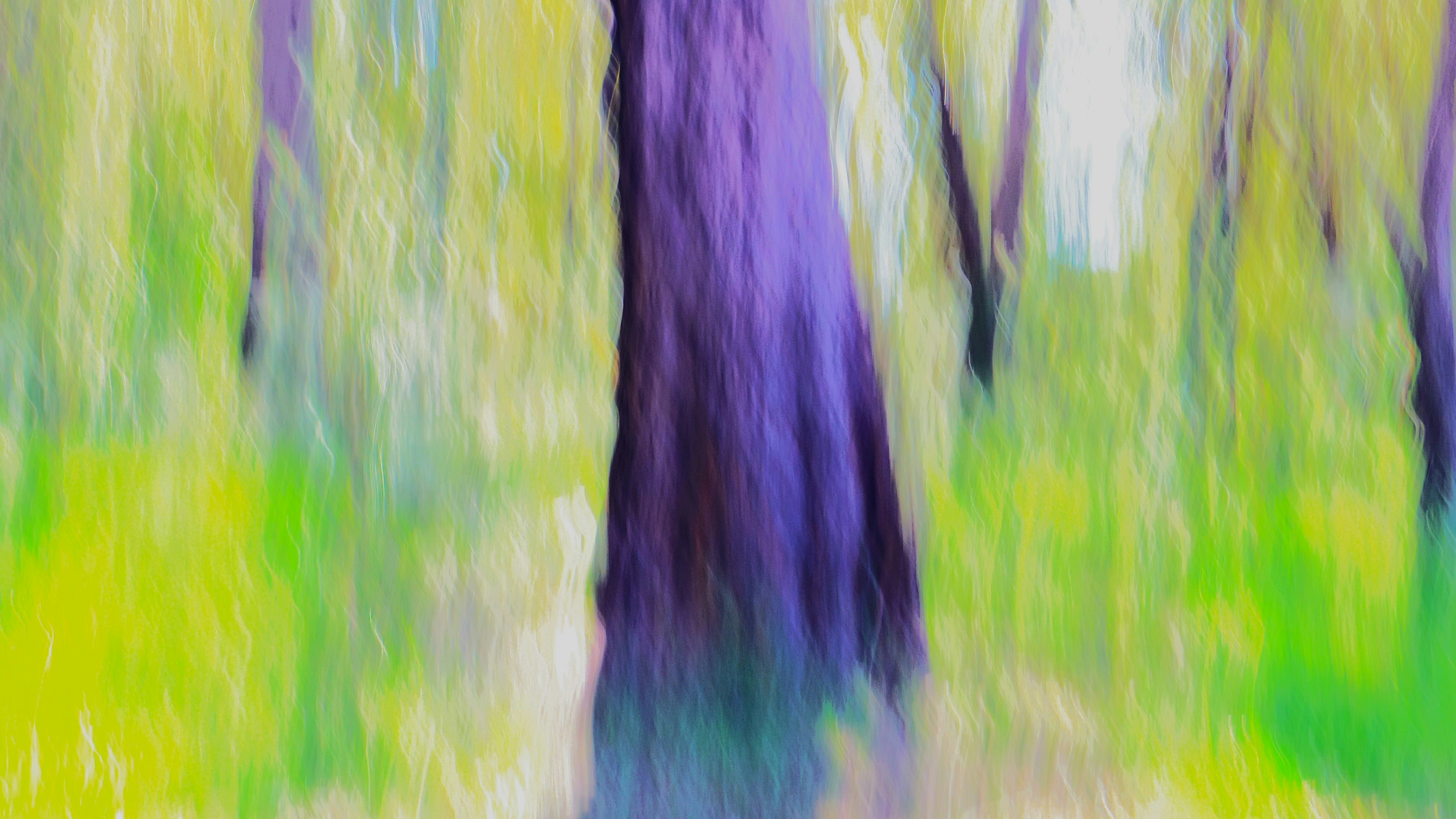 Vivid Forest Blur: Neon Trunks in Motion