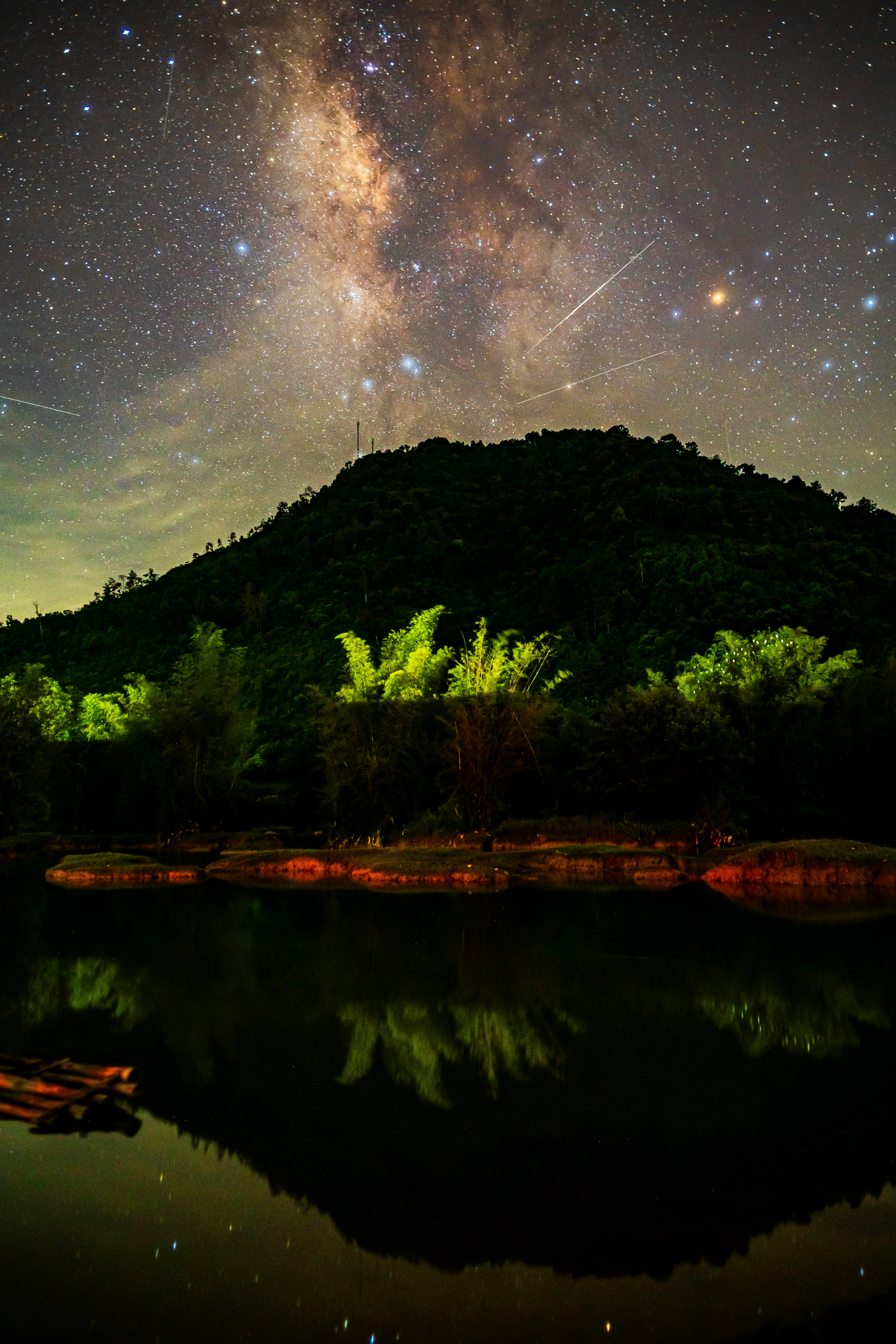 Milky Way Over the Hills: Night Choir Reflected