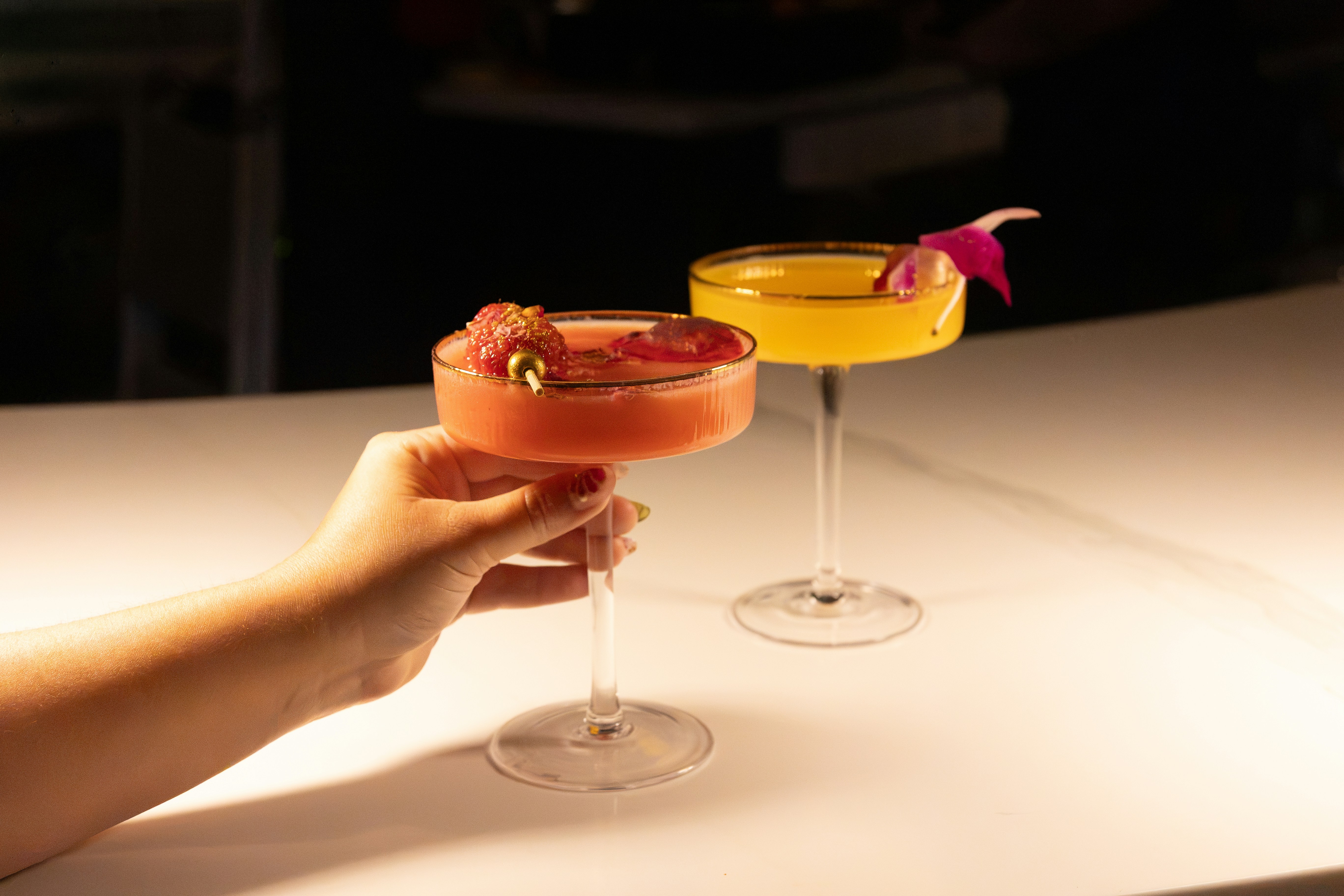 Two Cocktails, One Moment: A Handful of Color on a Quiet Bar