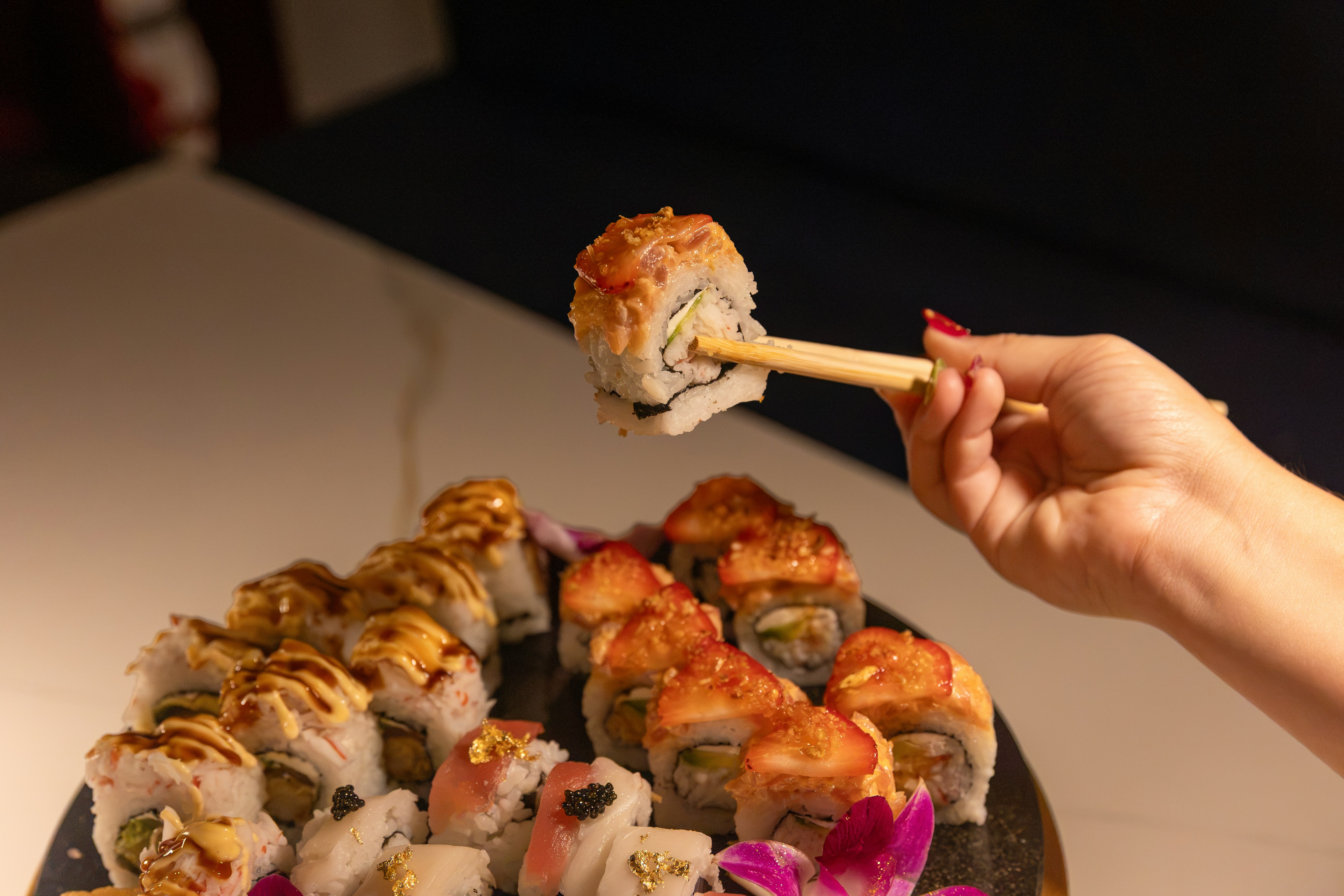 Nibble of Night: Handful of Gourmet Sushi on a Curated Platter