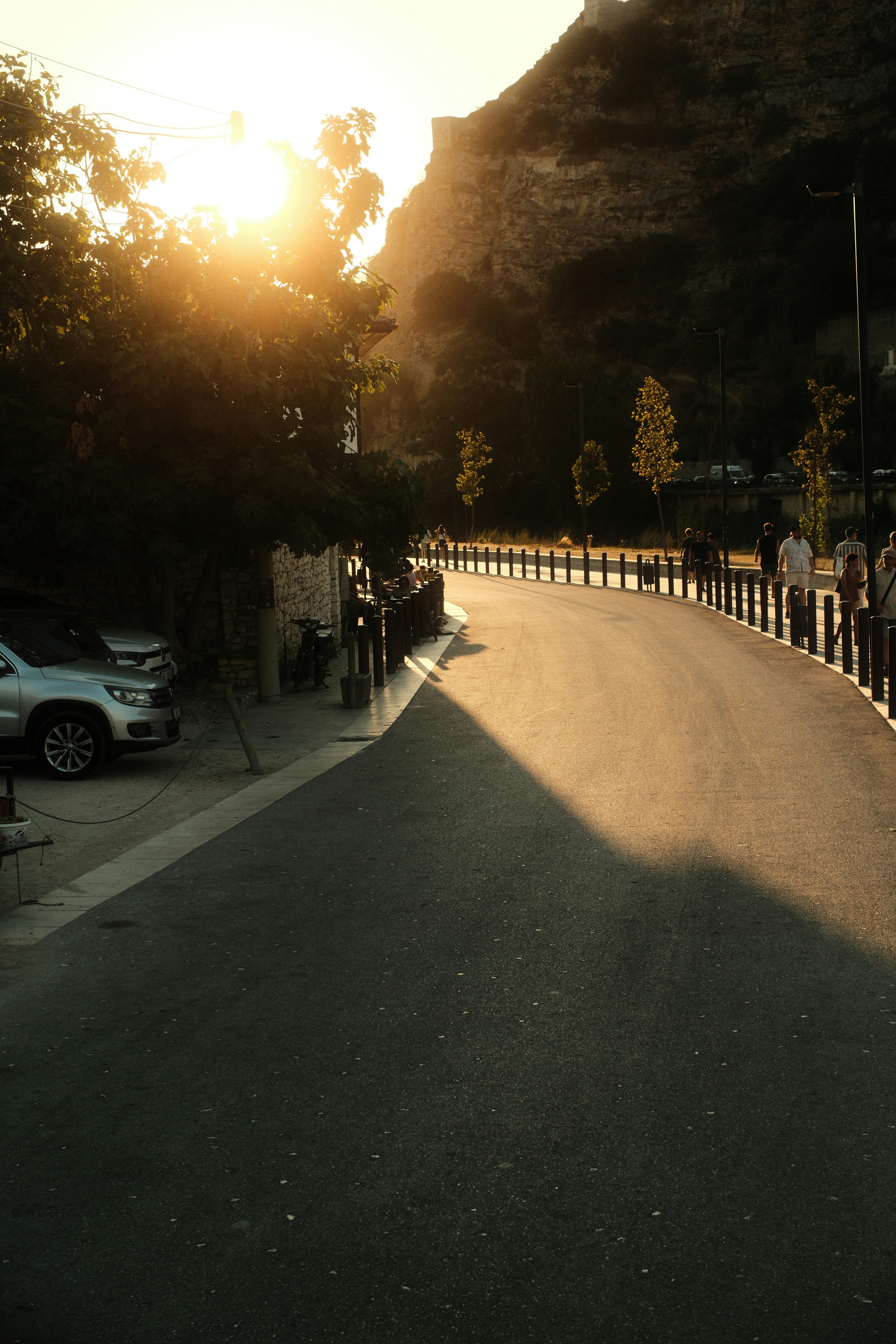 Golden Hour Along the Bordered Riverside Path
