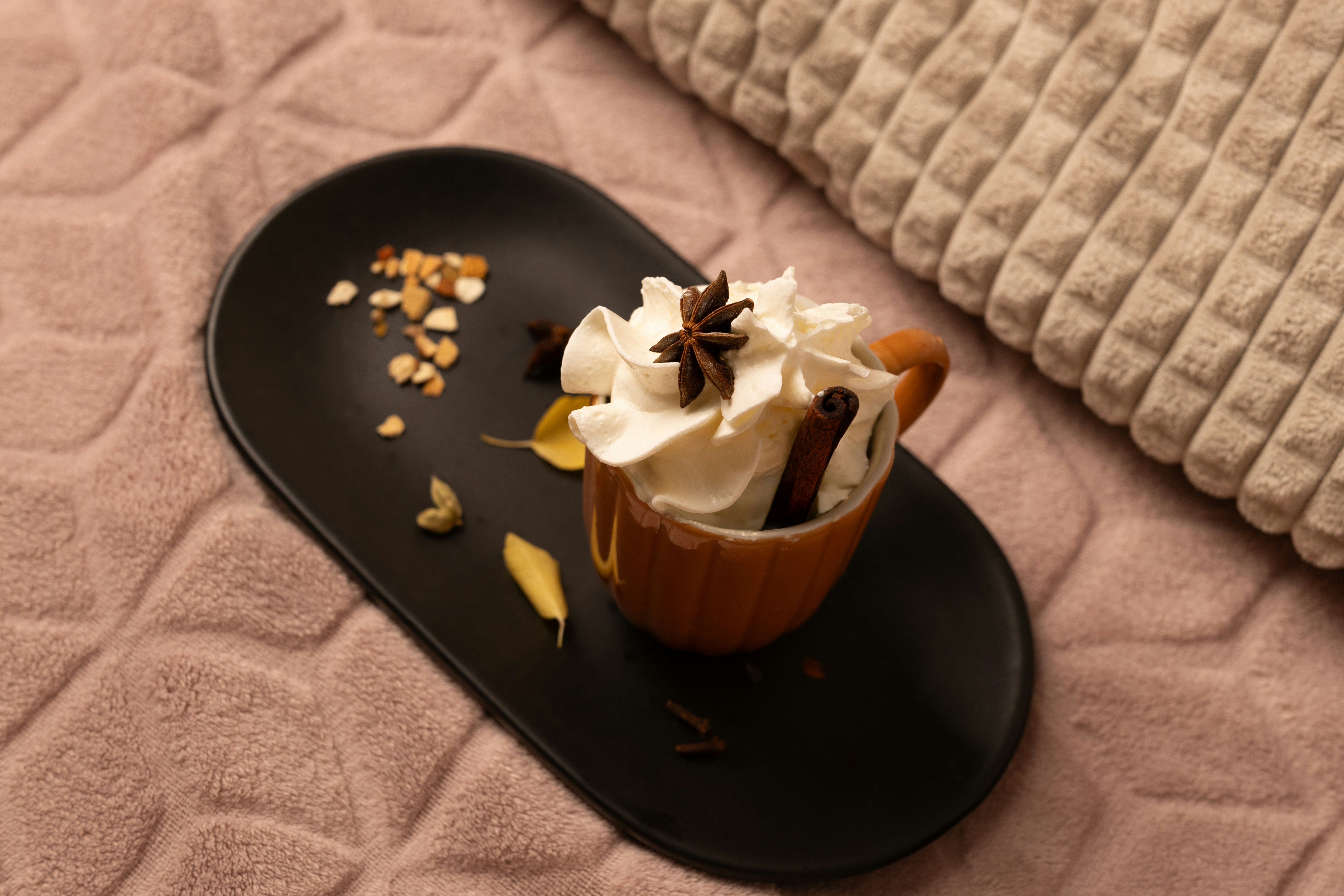 Whipped Delight: a Cocoa Cupcake on a Velvet Pink Stage