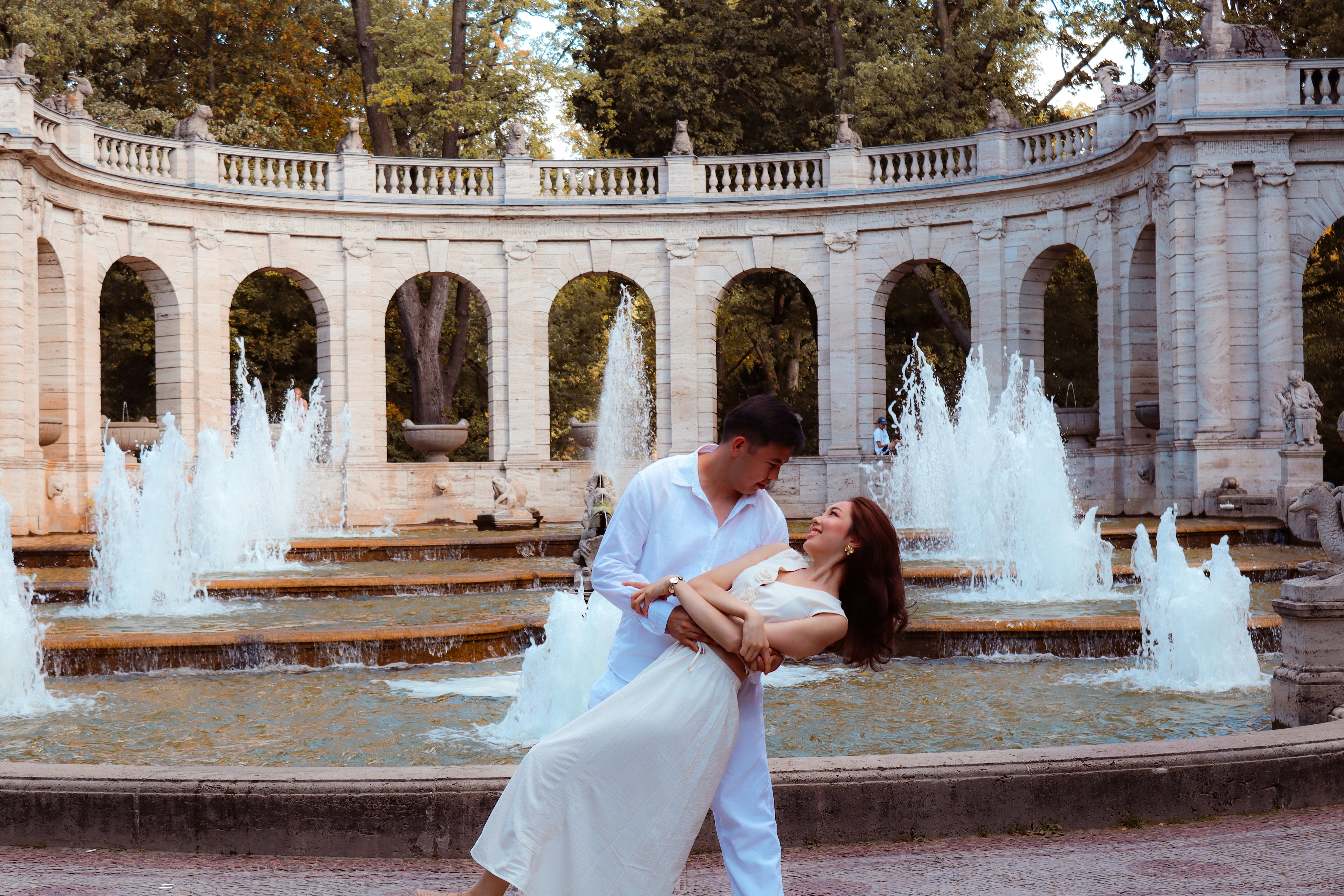 Moonlit Waltz at the Marble Fountain