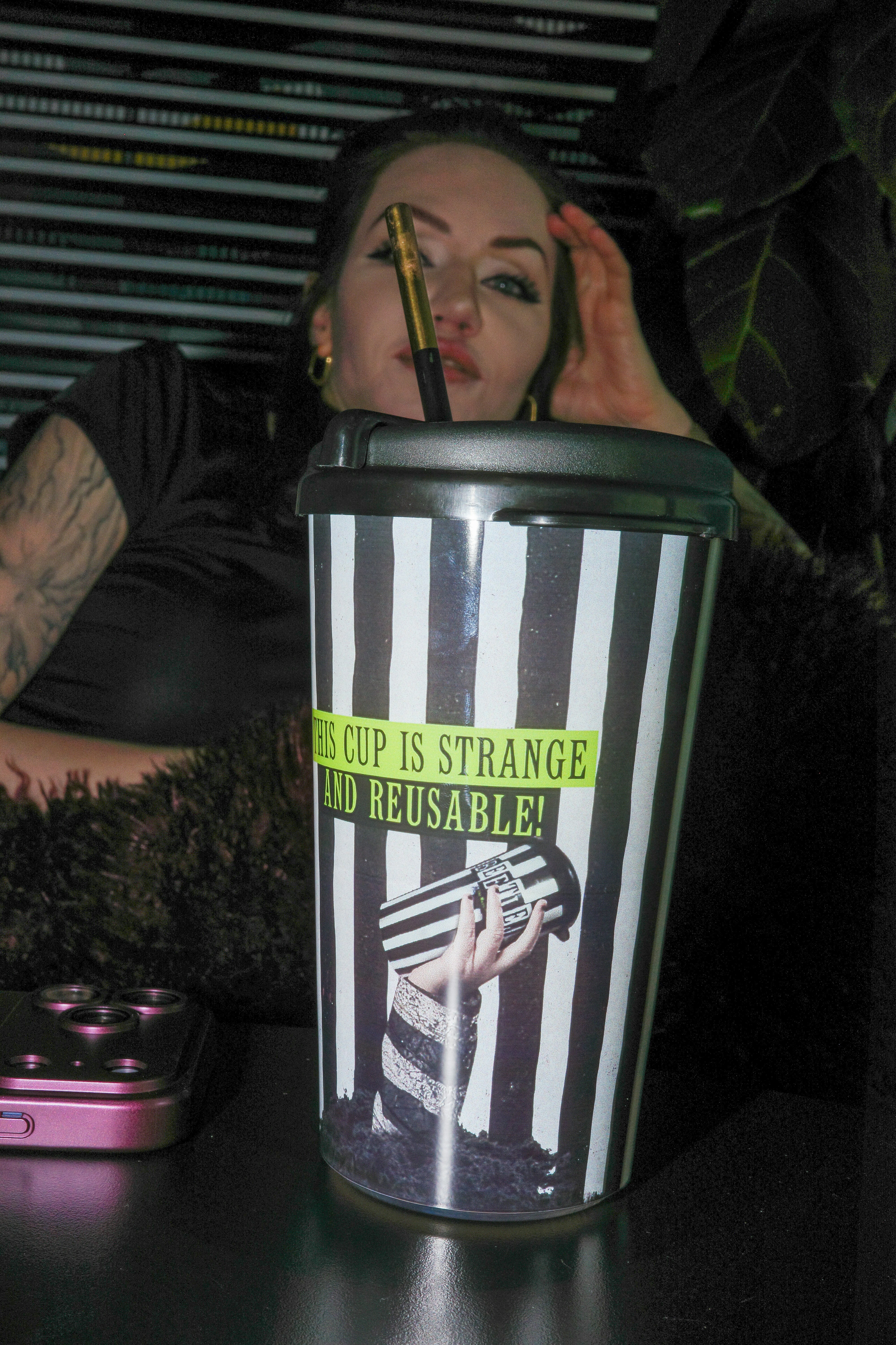Midnight Cup: A Striped Mug, A Hidden Smile