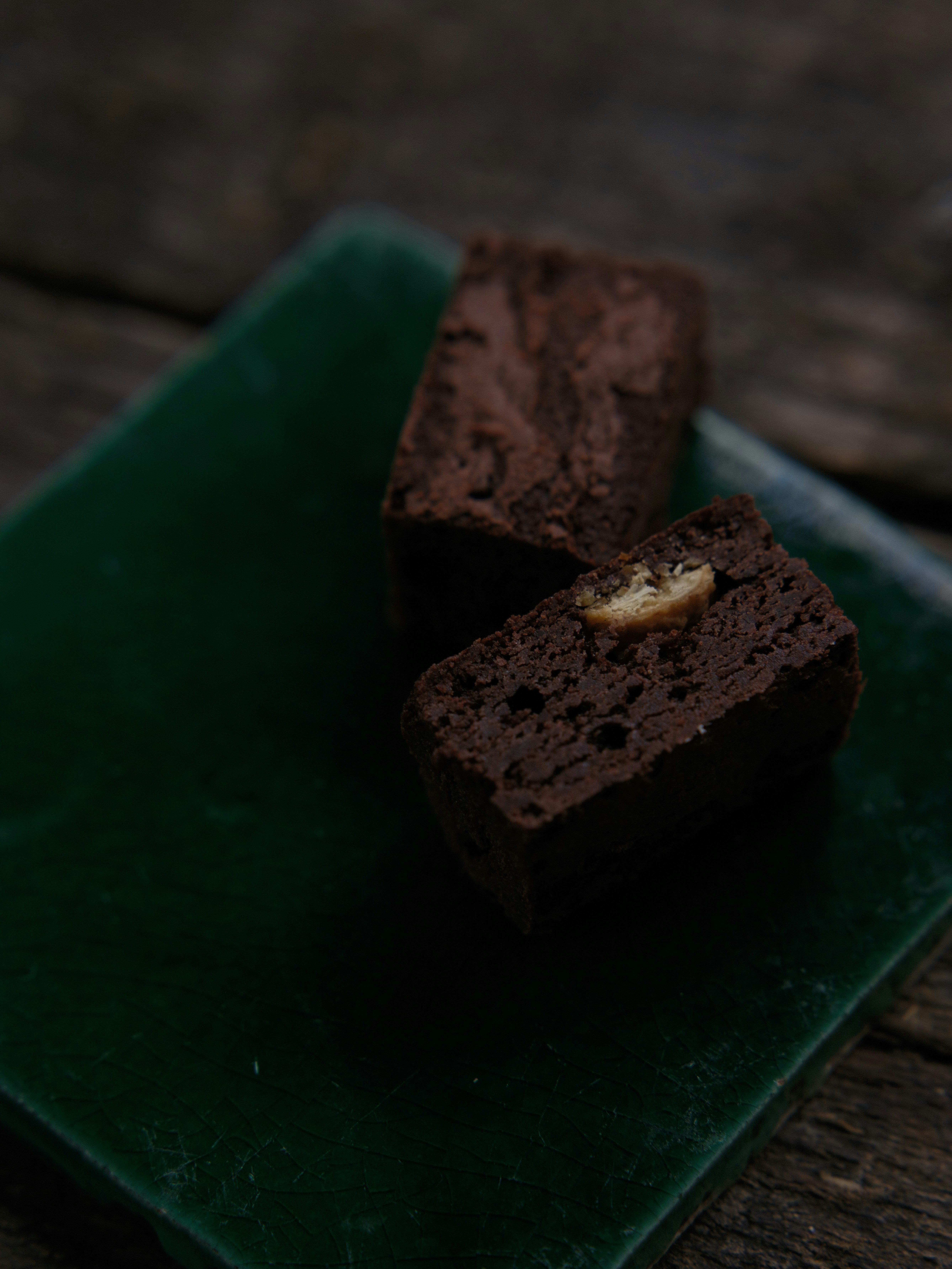Midnight Mochi: Dark Chocolate Brownies on a Green Slate