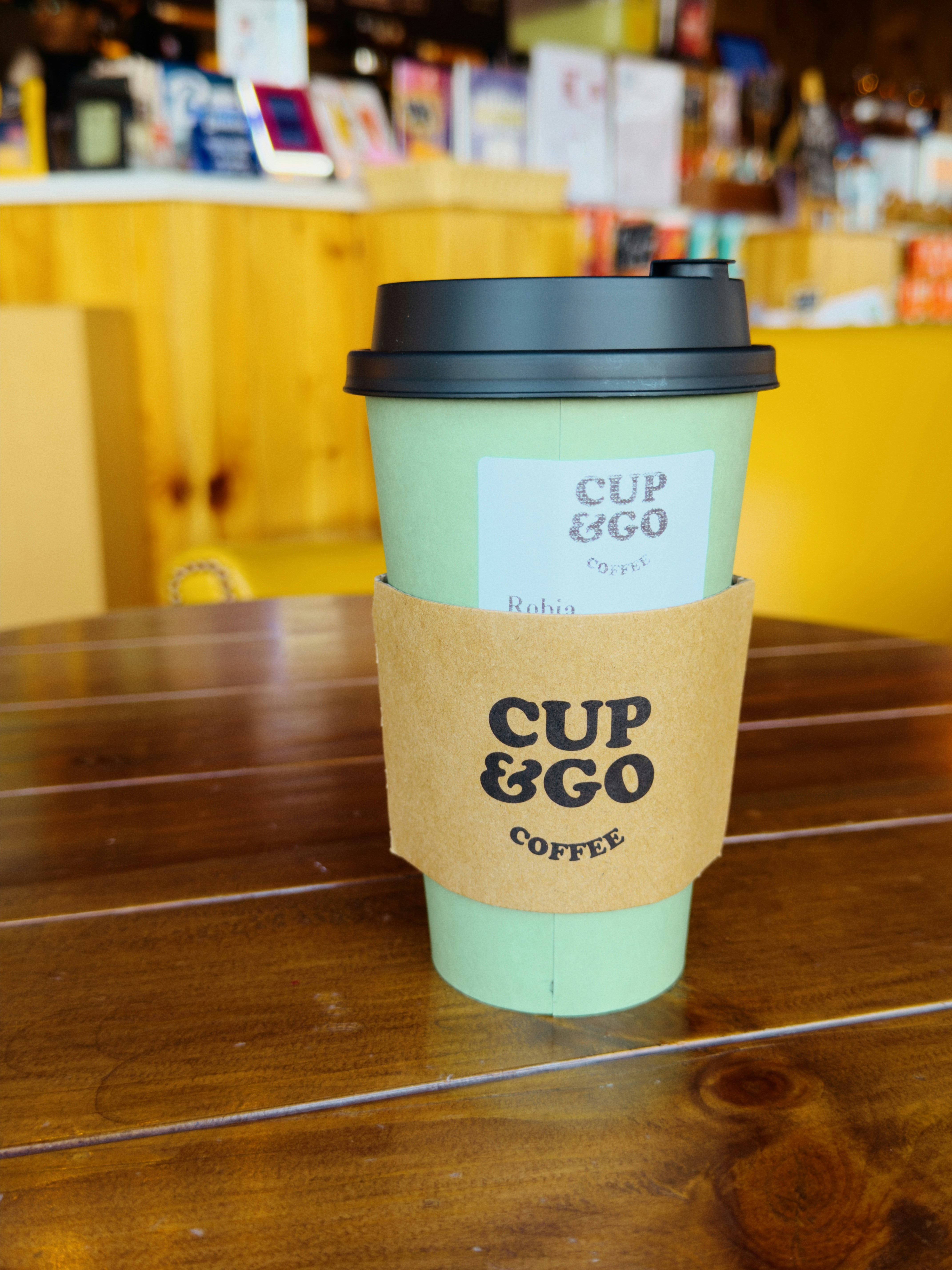 Cup & Go: Mint Coffee on a Sunny Counter