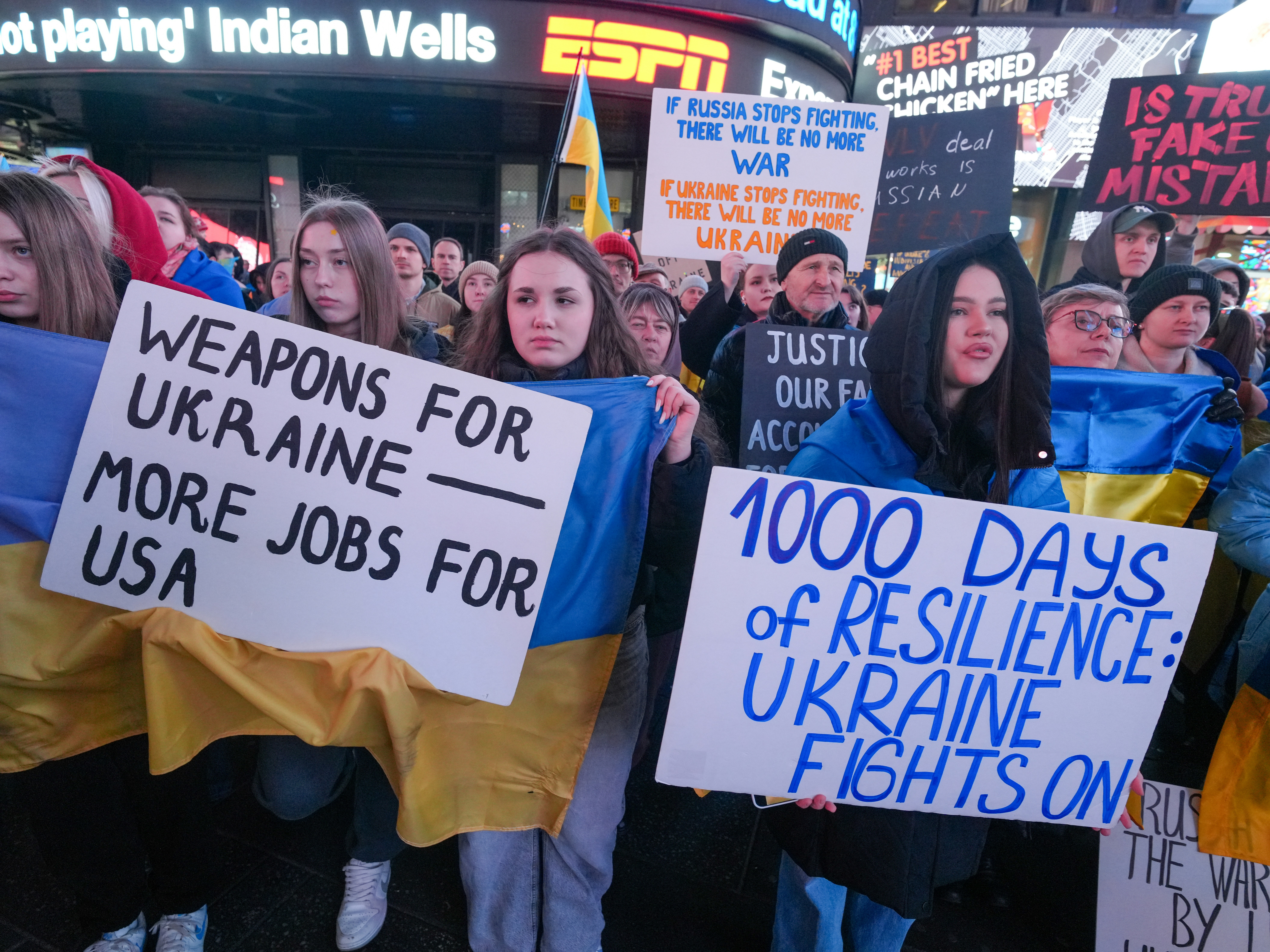 Signs of Resolve: Ukraine War Protest in Times Square