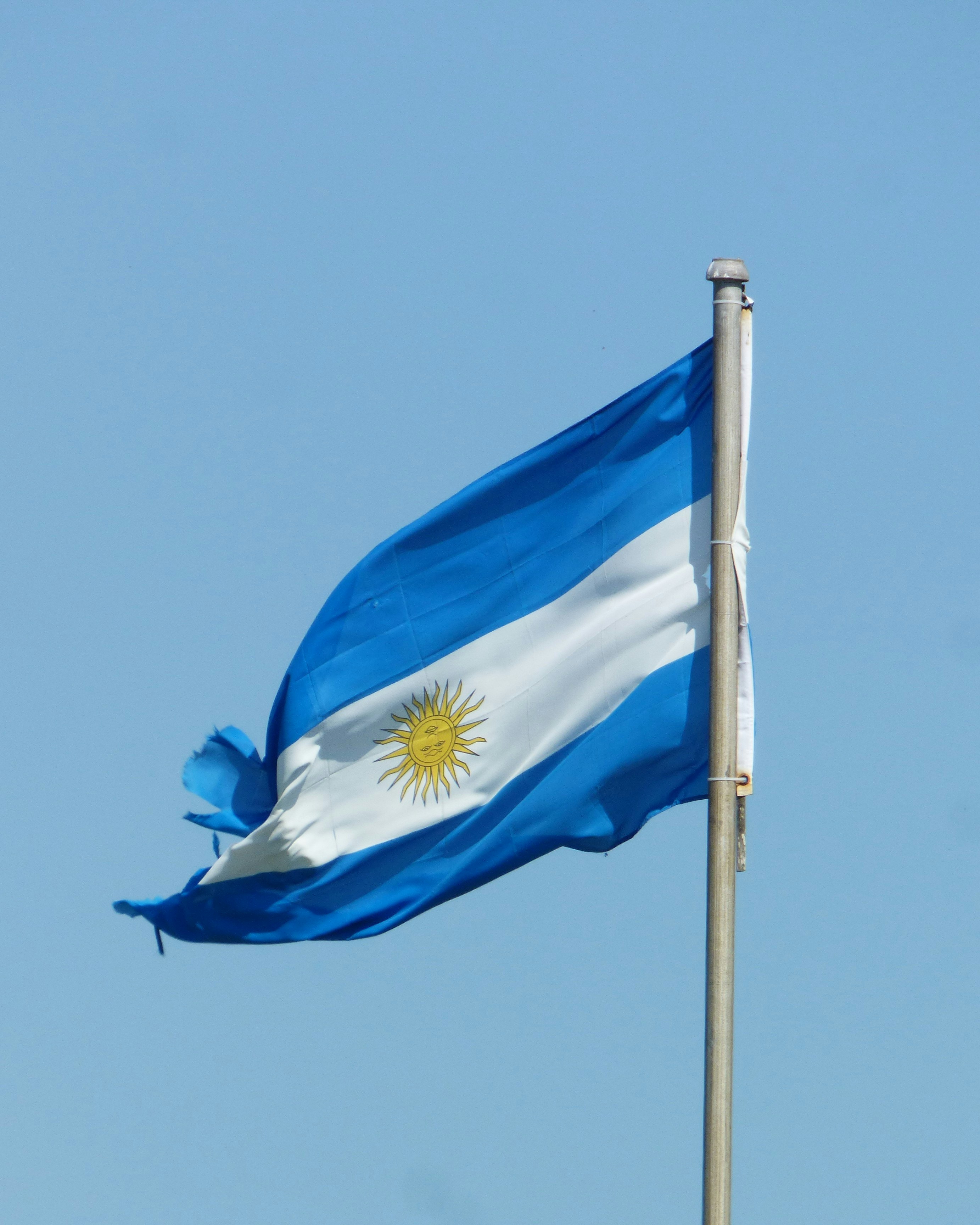 Flag of Argentina in a clear sky