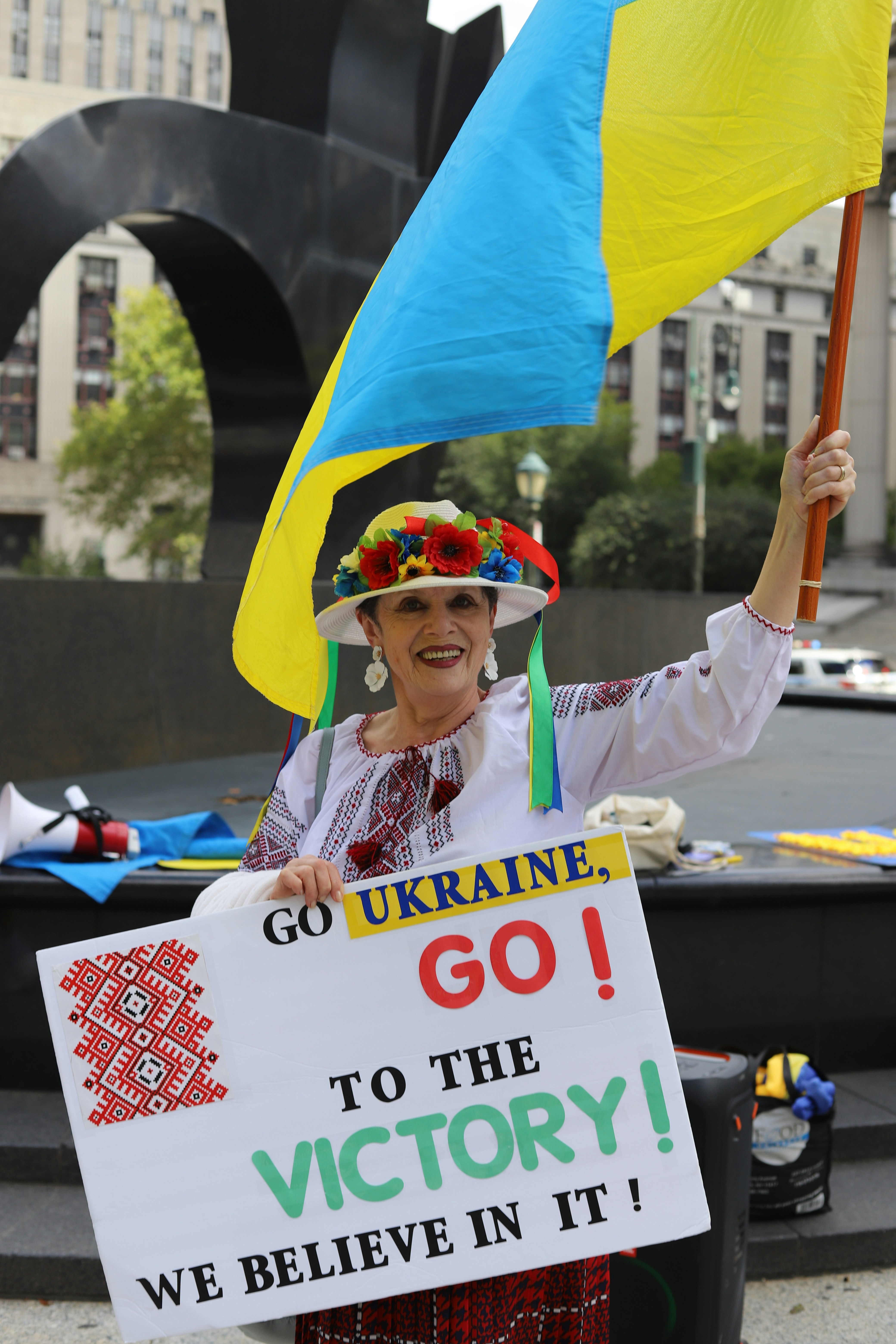 Flag-Waving Hope: A Celebratory Ukrainian Rally Moment