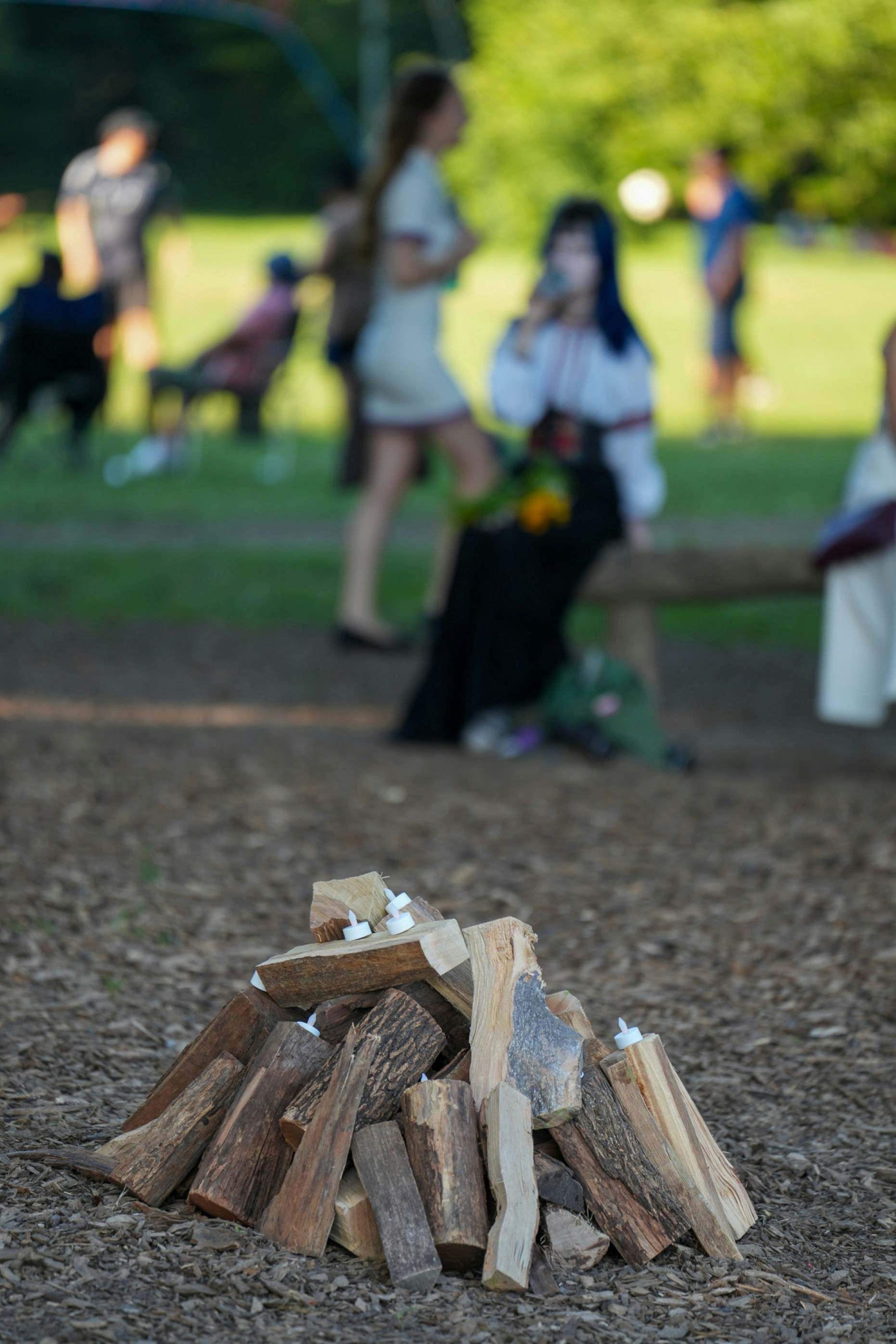 Warm Ring of Ember: A Campfire Stack in a Quiet Park