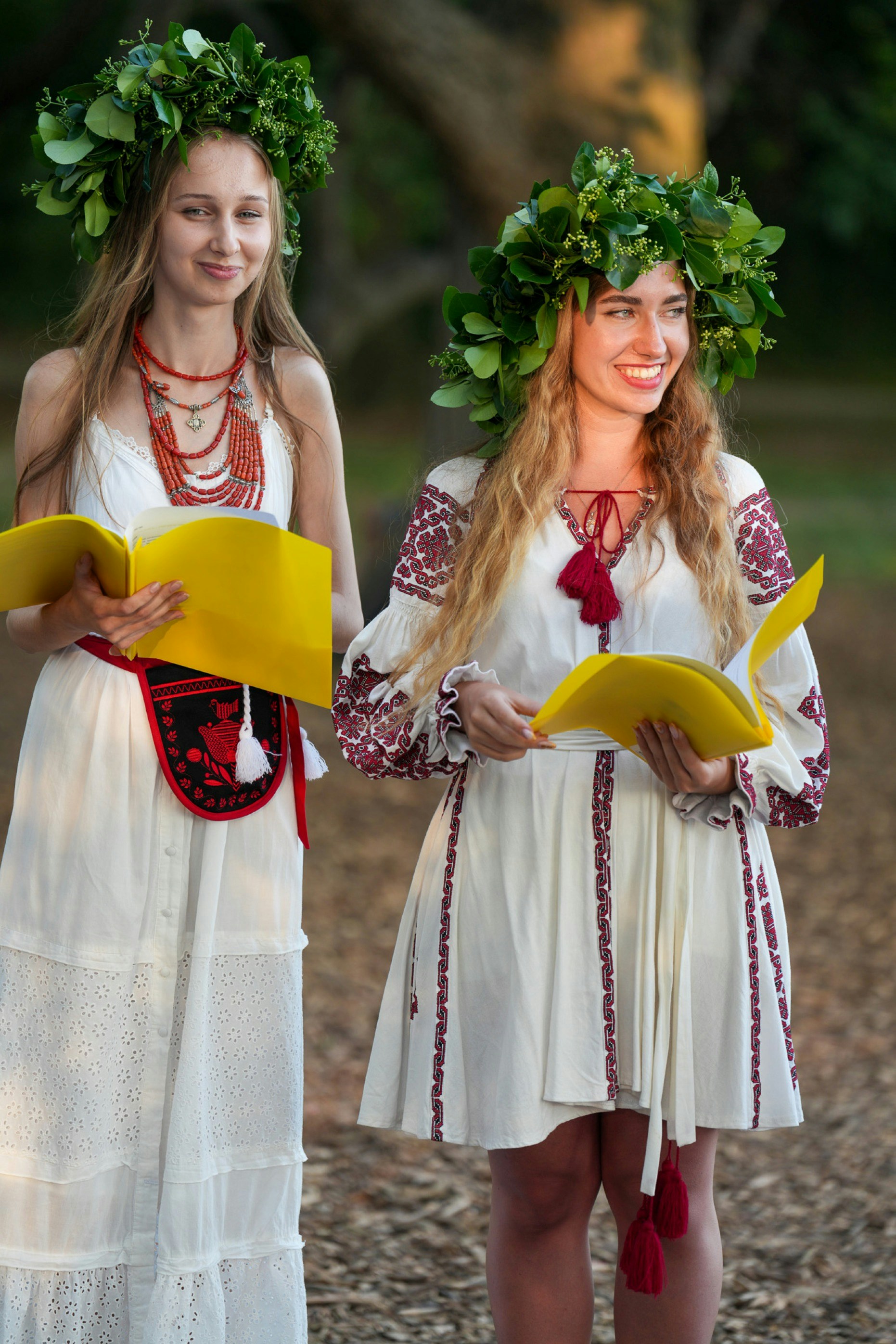 Hymns in Linen: Two Maidens with Laurel Crowns
